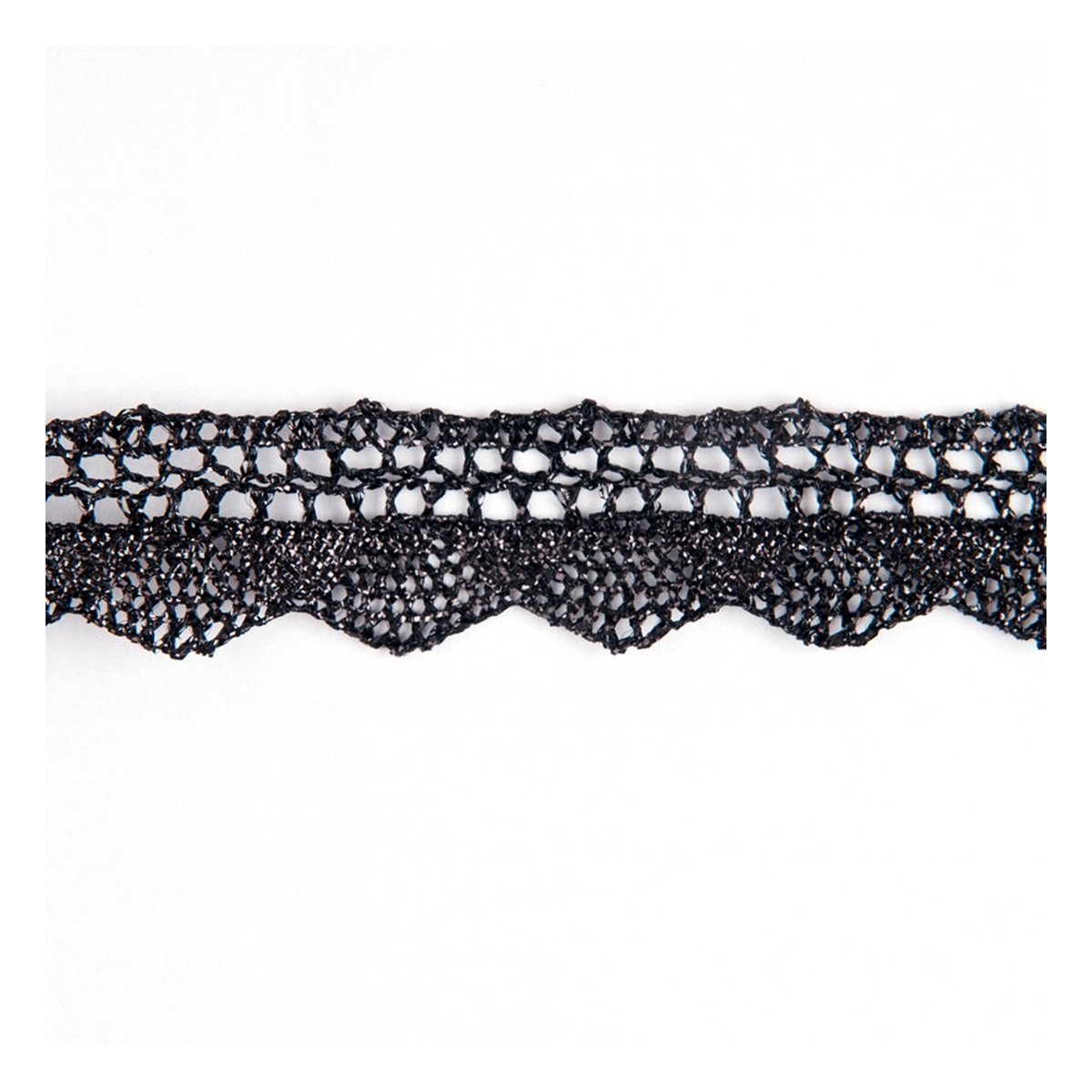Black 25mm Metallic Lace Trim by the Metre | Hobbycraft