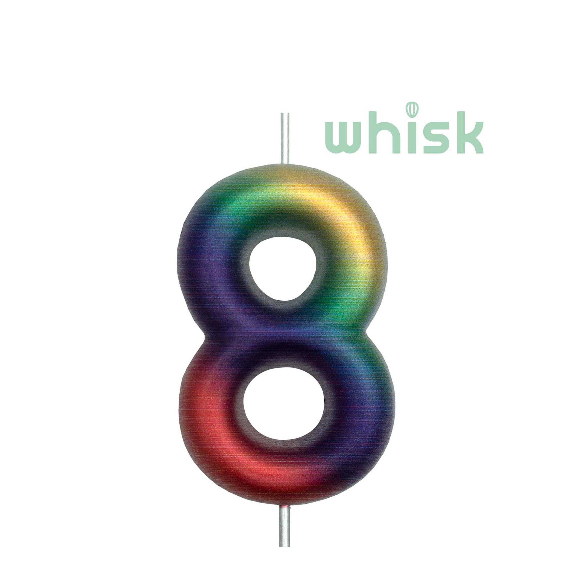 Whisk Metallic Rainbow Number 8 Candle | Hobbycraft