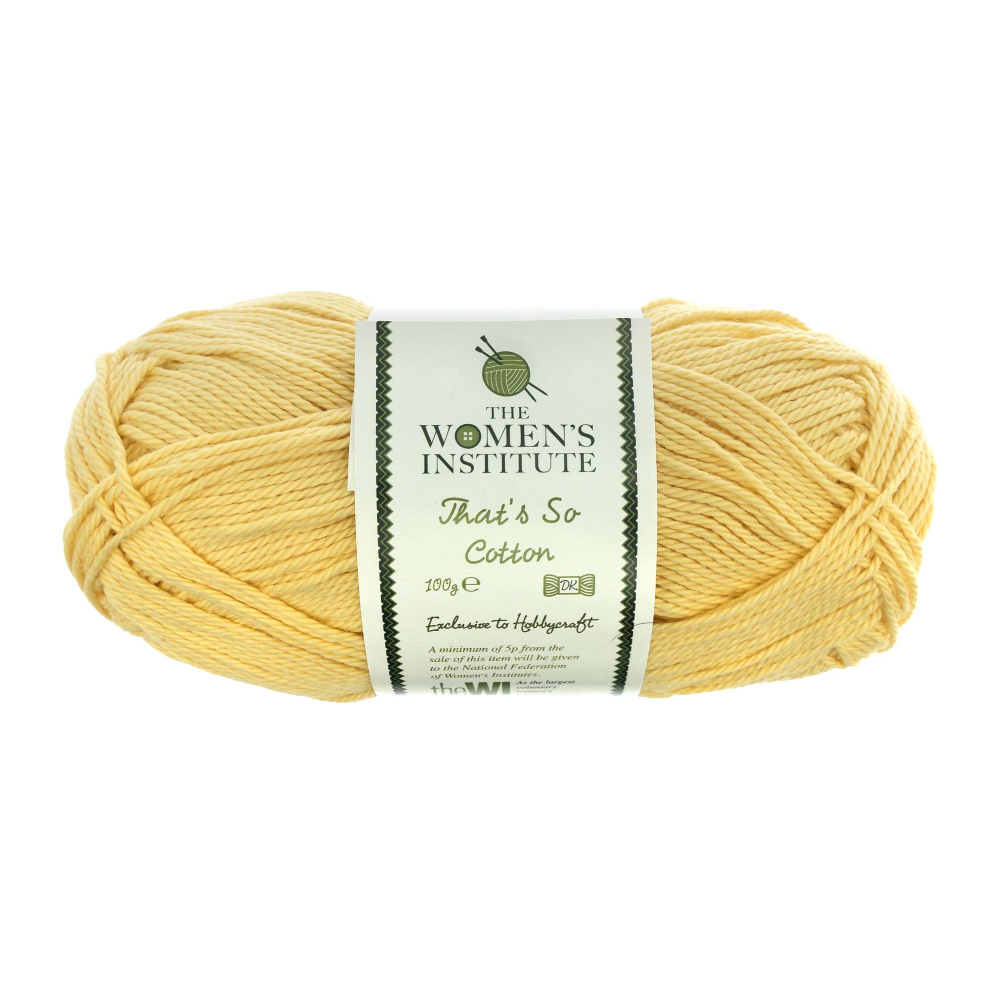 Women’s Institute Yellow That’s So Cotton DK Yarn 100g | Hobbycraft