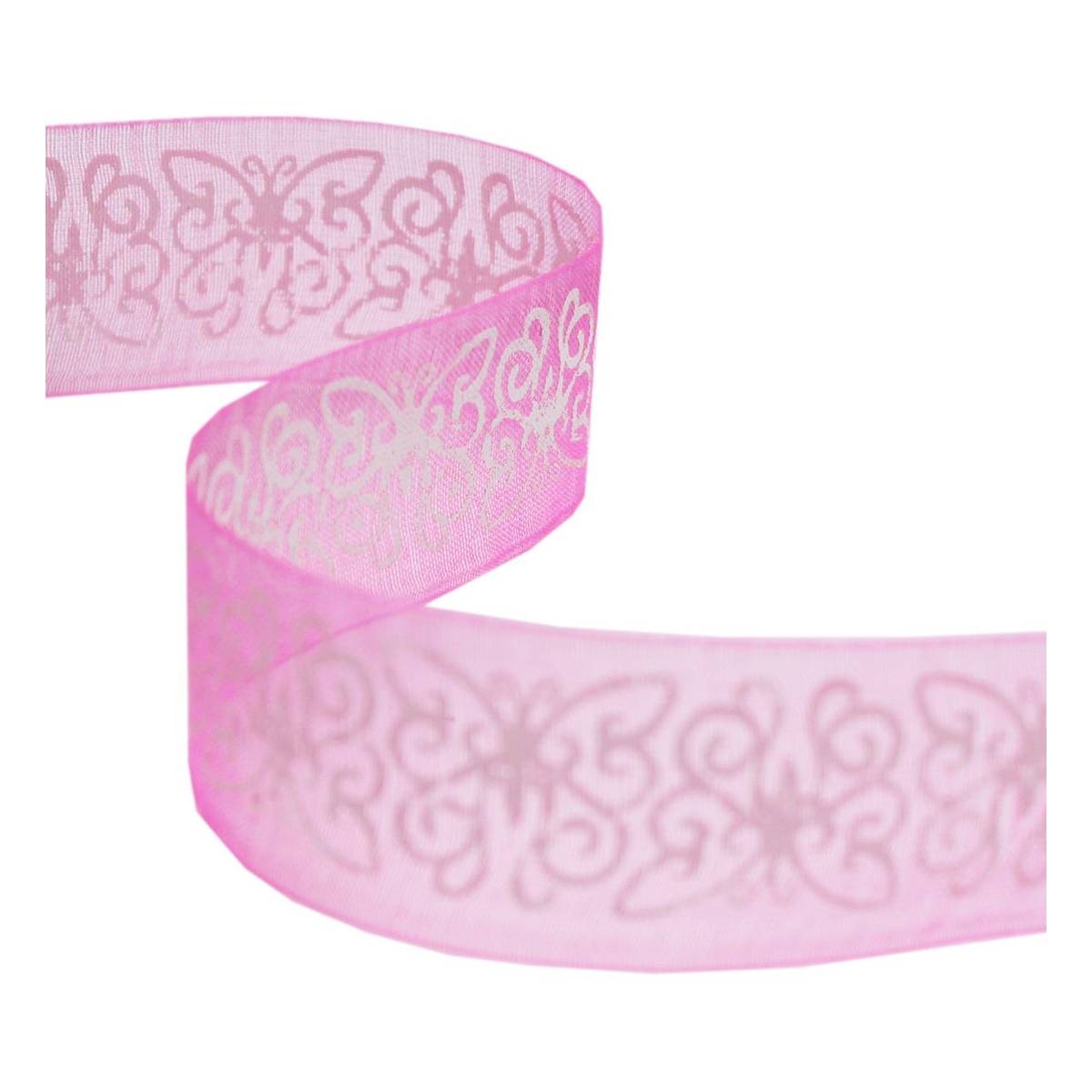 Pink Butterfly Organdie Ribbon 25mm x 3m | Hobbycraft