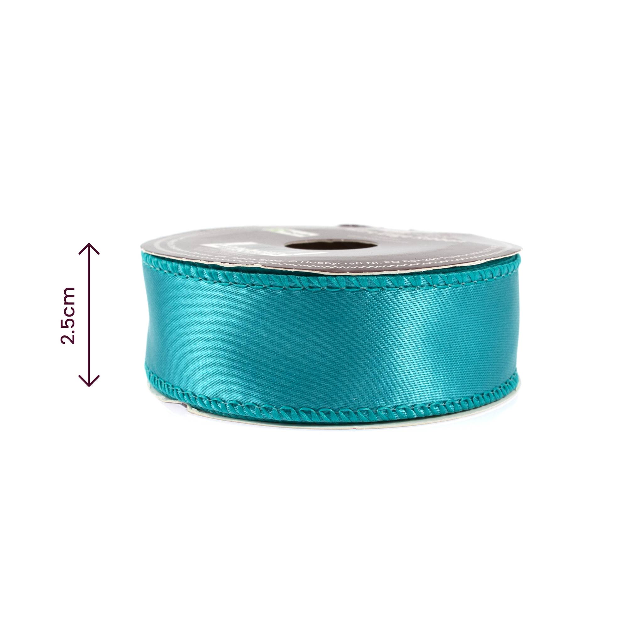Teal Wire Edge Satin Ribbon 25mm x 3m | Hobbycraft