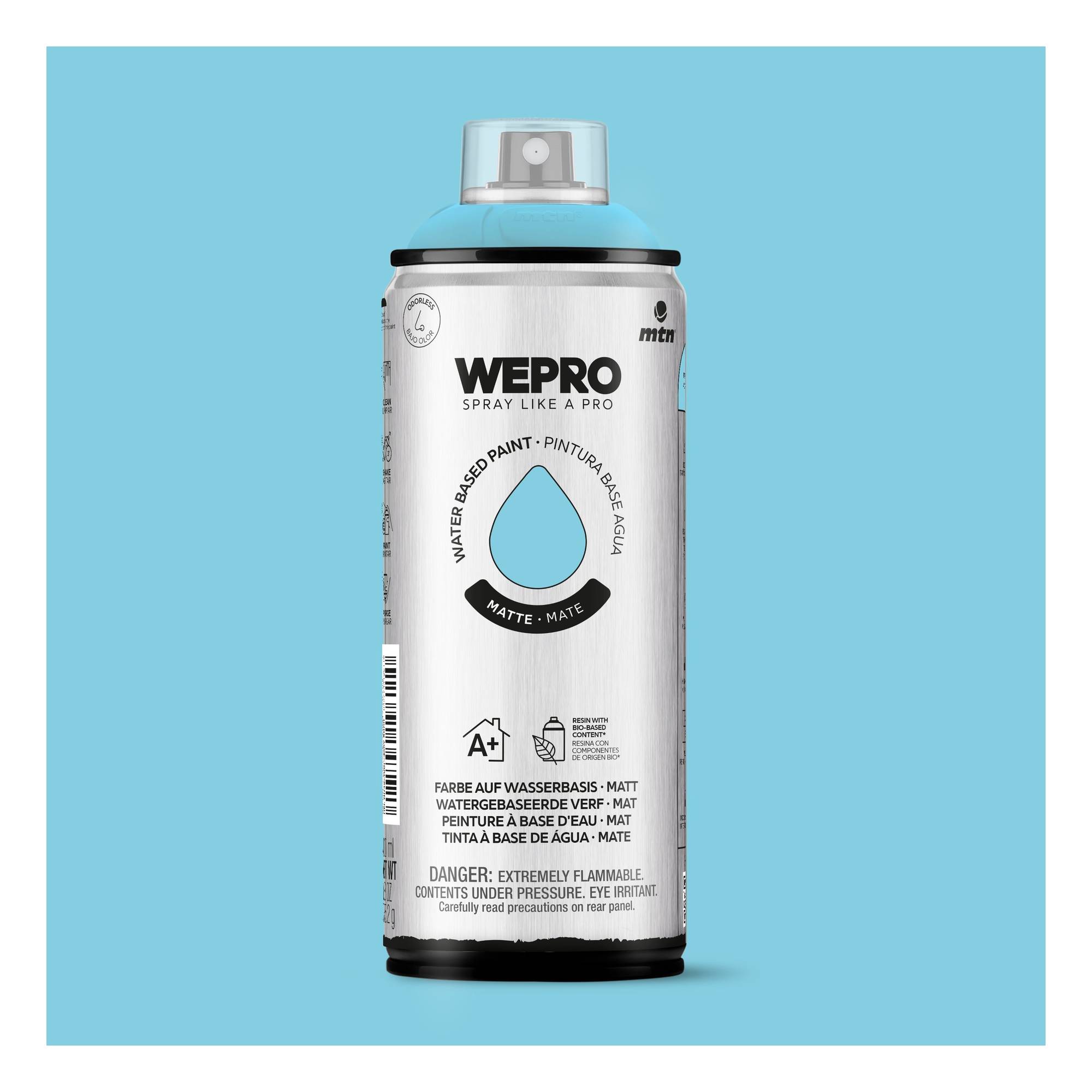 MTN WEPRO Pacific Blue Matte Water-Based Spray Paint 400ml | Hobbycraft