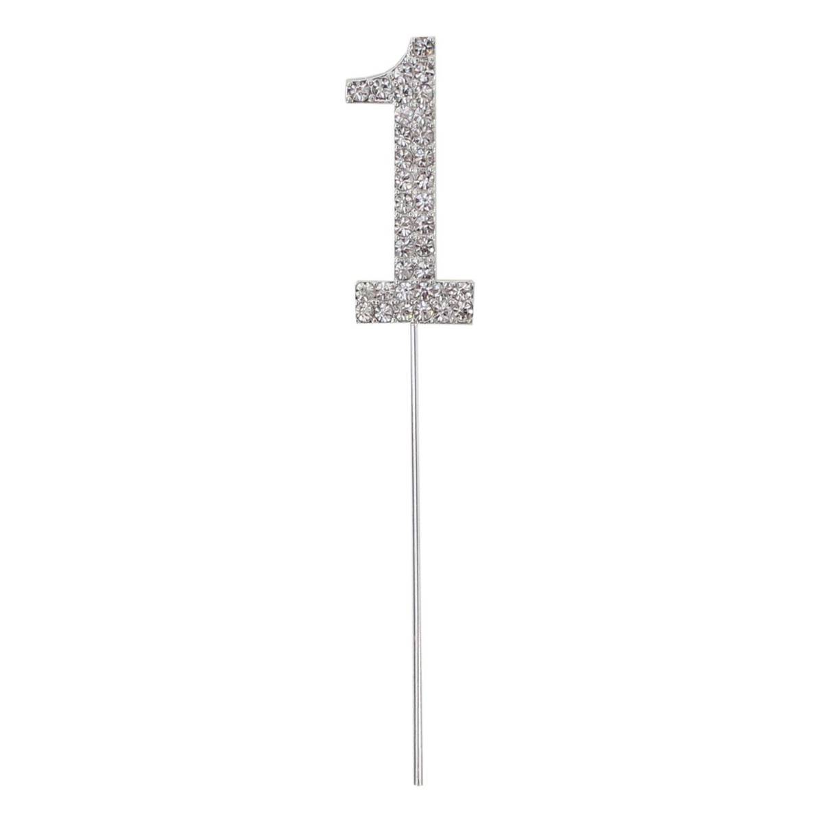 Silver Diamante Number 1 Cake Pick | Hobbycraft