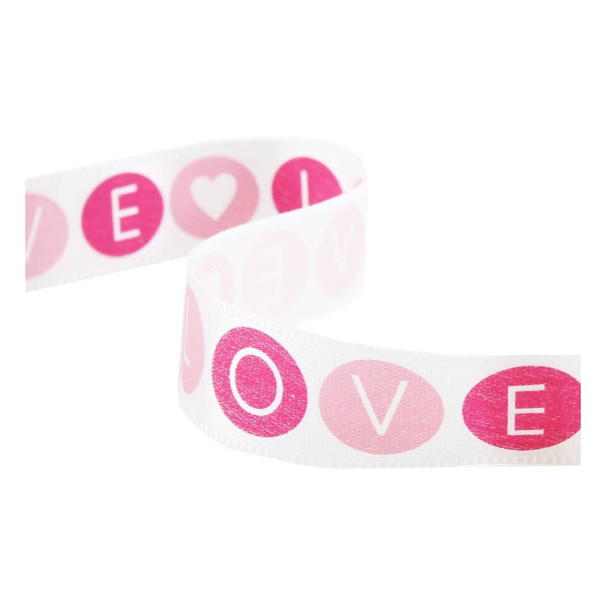 Pink Love Circles Satin Ribbon 15mm x 3.5m | Hobbycraft