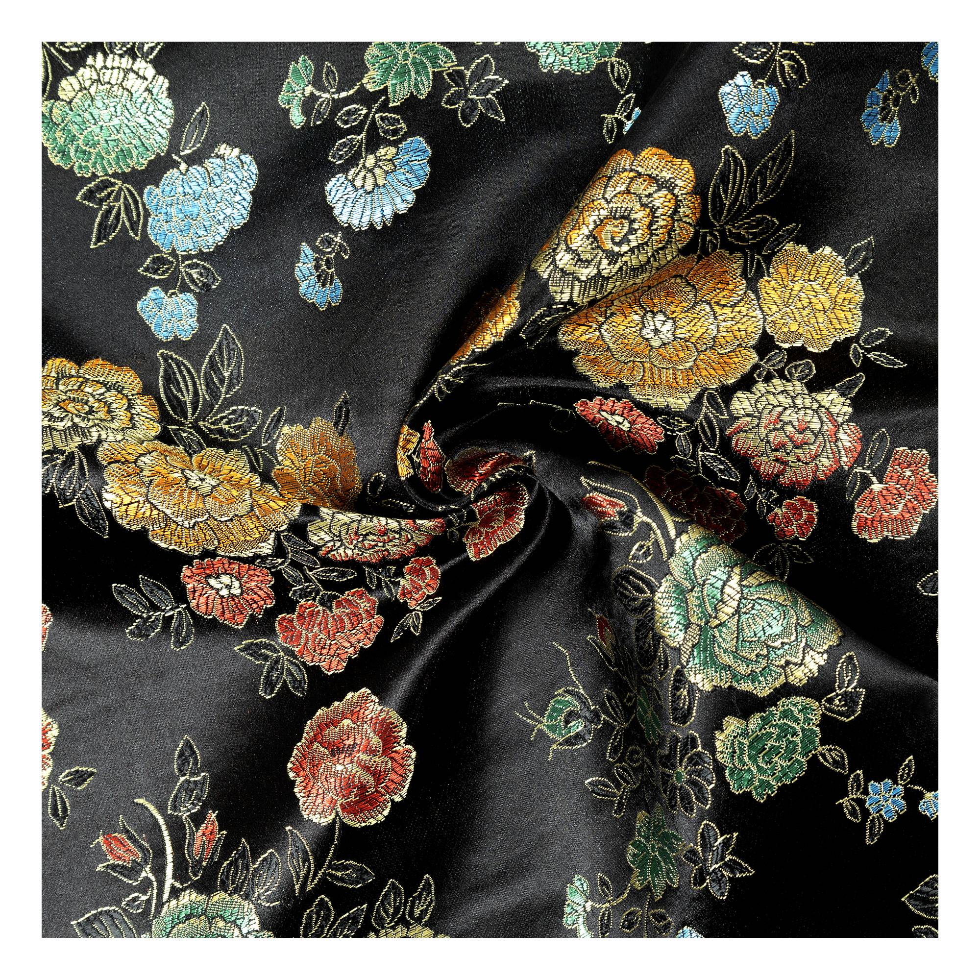 Black Floral Brocade Fabric by the Metre | Hobbycraft