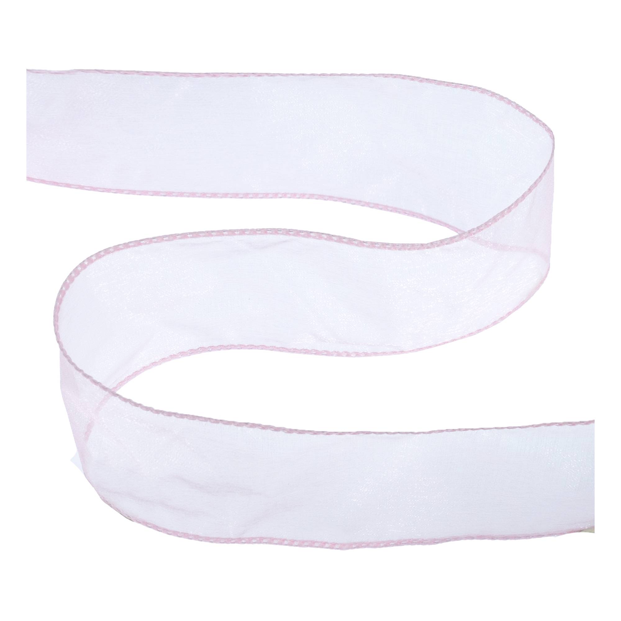 Pale Pink Wire Edge Organza Ribbon 63mm x 3m | Hobbycraft