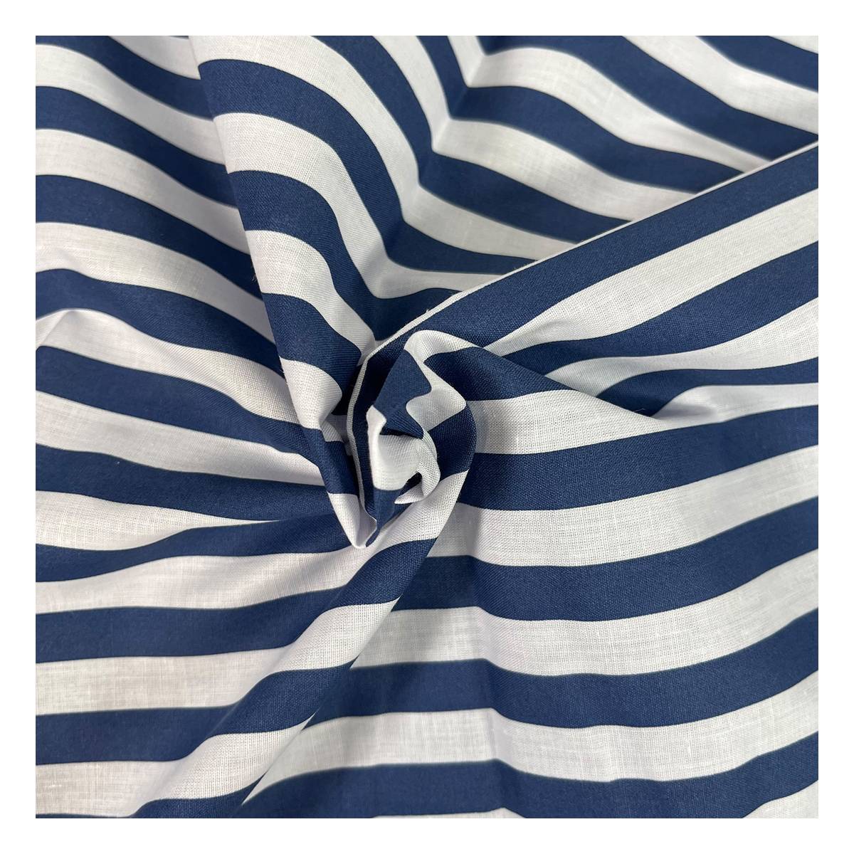 Navy and White Stripe Polycotton Fabric by the Metre | Hobbycraft