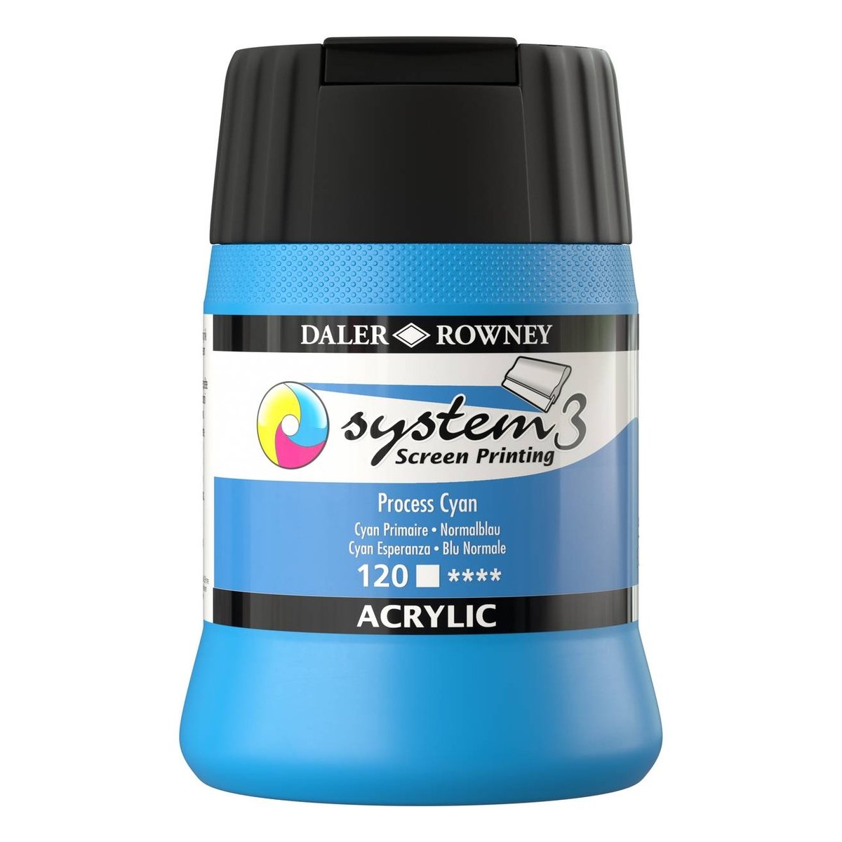 Daler-Rowney System3 Process Cyan Screen Printing Acrylic Ink 250ml ...