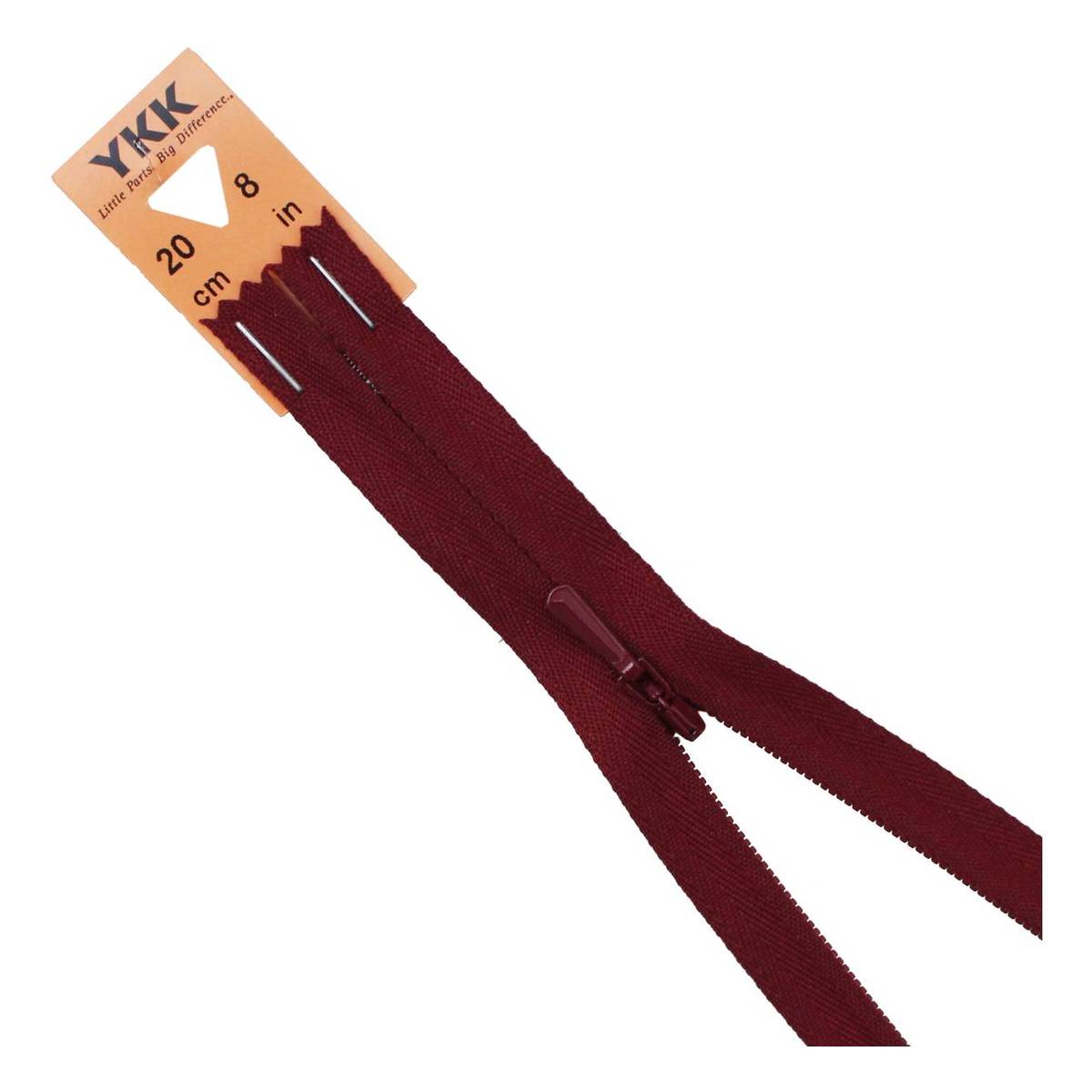 YKK Maroon Concealed Zip 20cm | Hobbycraft