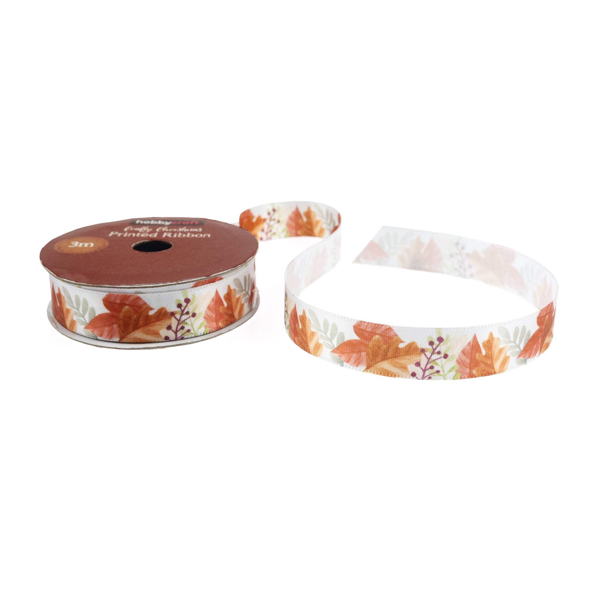 Autumn Leaves Printed Ribbon 15mm x 3m | Hobbycraft