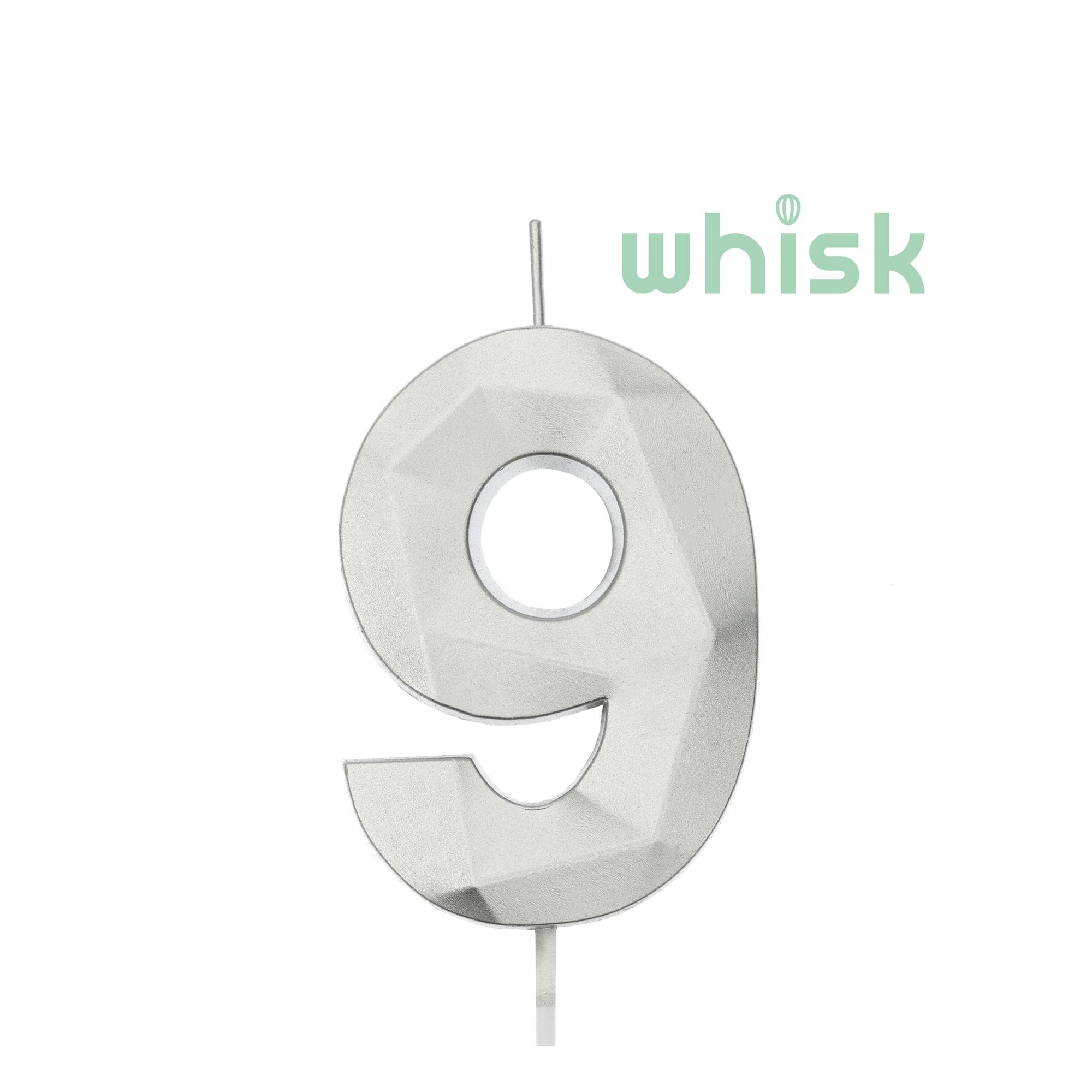 Whisk Silver Faceted Number 9 Candle | Hobbycraft