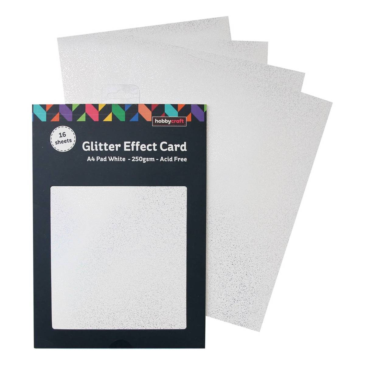 White Glitter Effect Card A4 16 Sheets | Hobbycraft