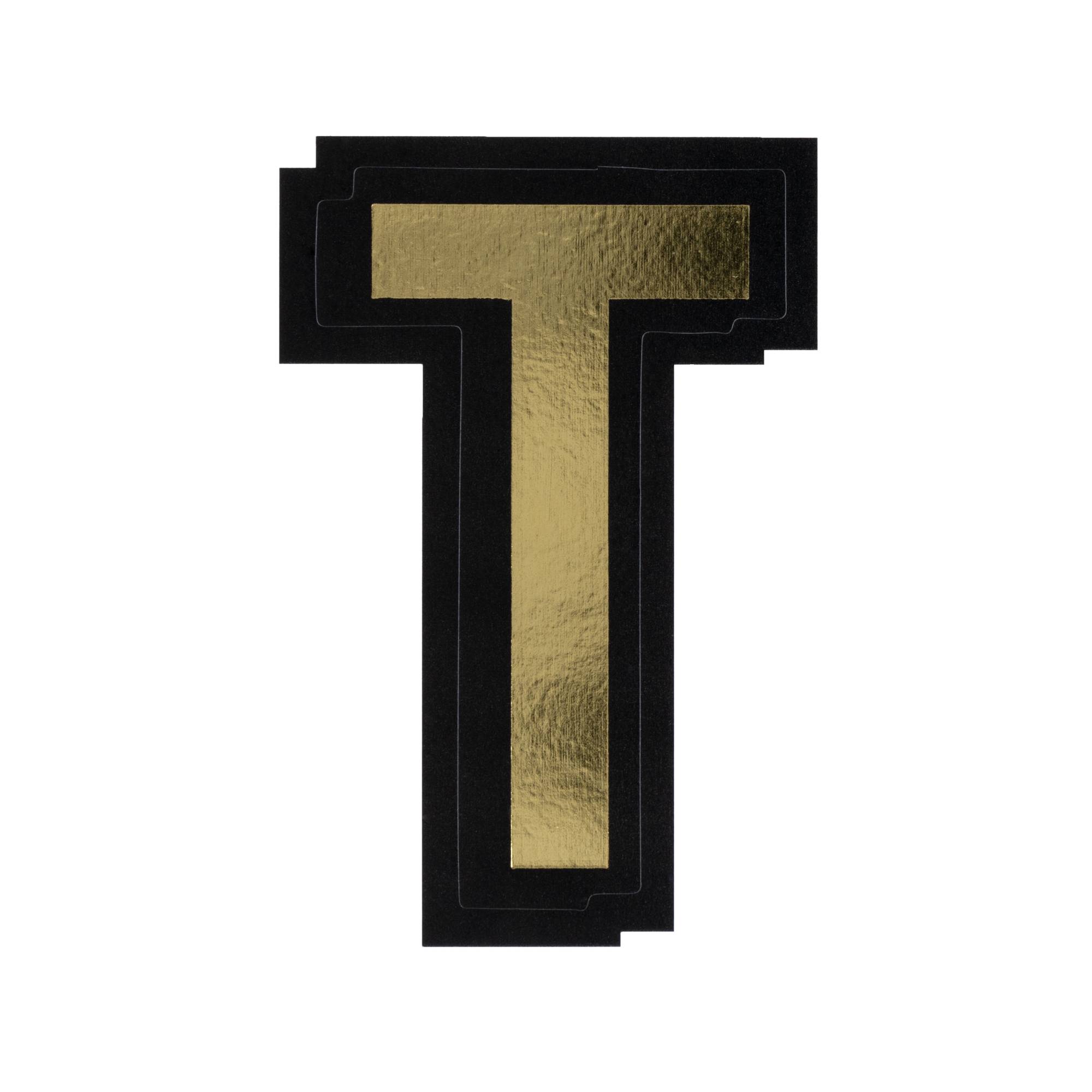 Black and Gold Vinyl Letter T Sticker 5cm | Hobbycraft