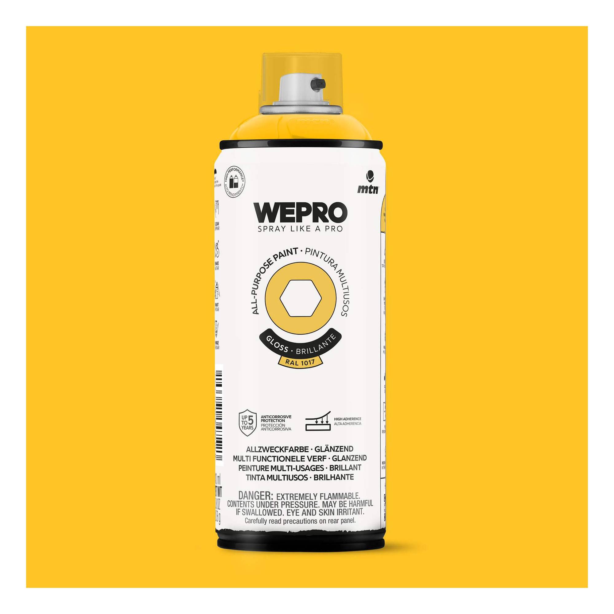 MTN WEPRO Samba Yellow Gloss All-Purpose Paint 400ml | Hobbycraft