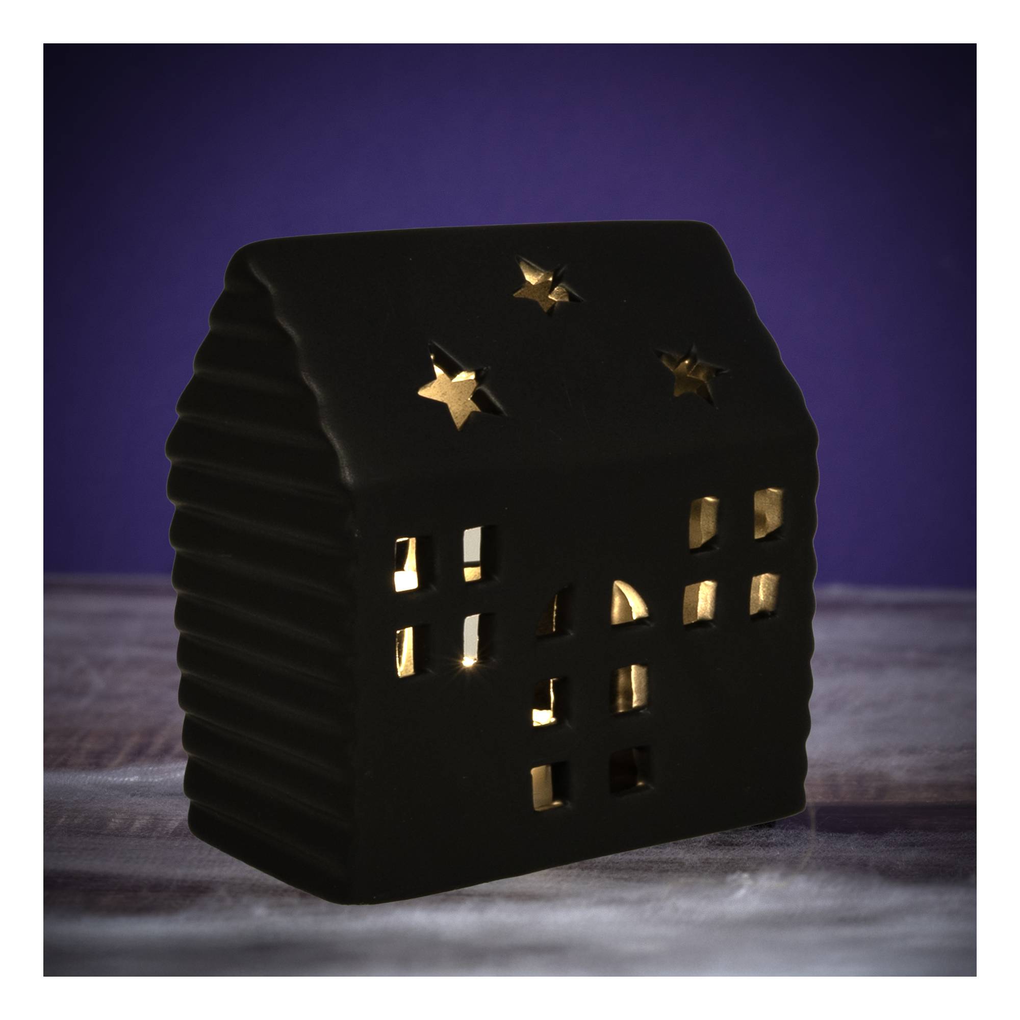 Black Ceramic LED House 10cm | Hobbycraft