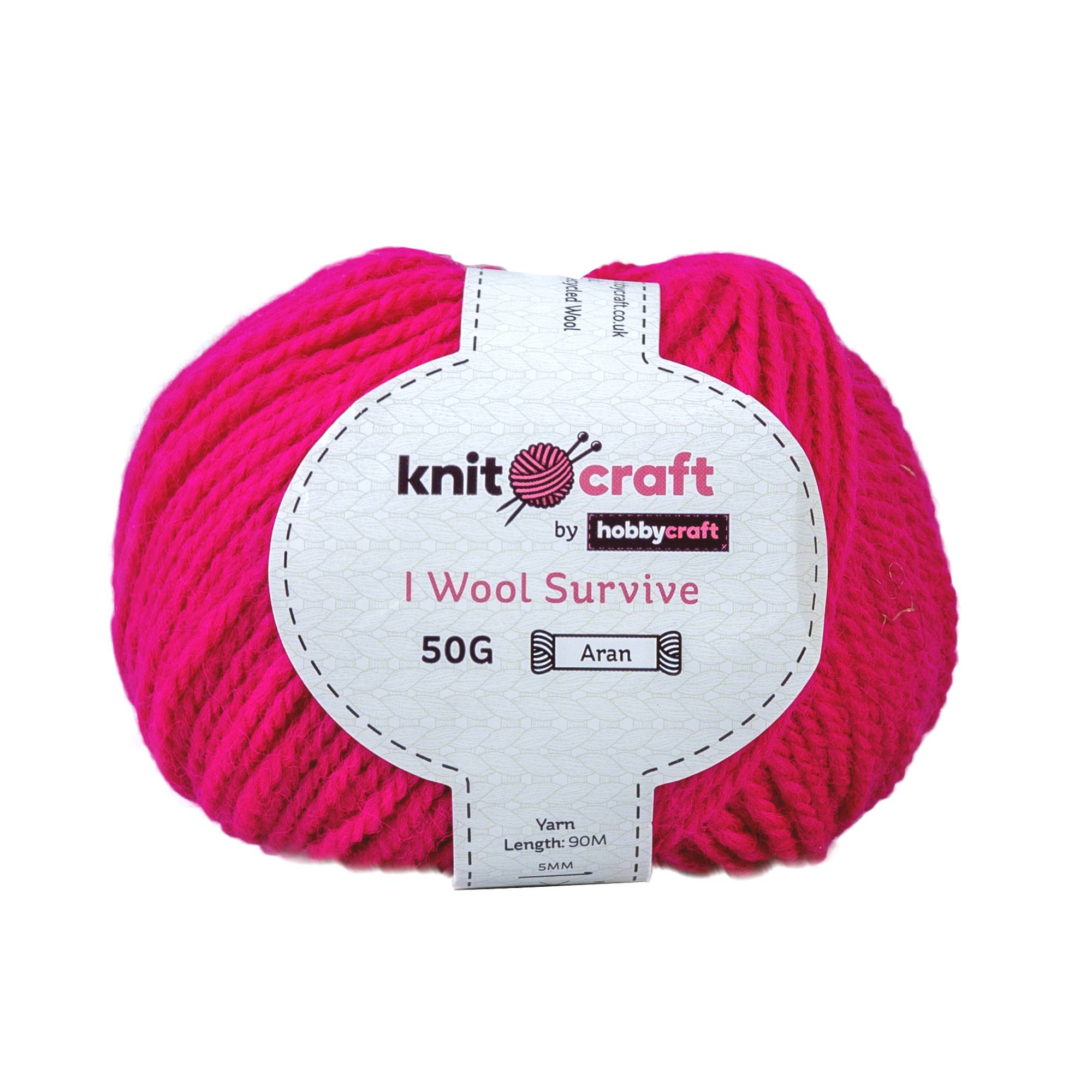 Knitcraft Hot Pink I Wool Survive Yarn 50g | Hobbycraft