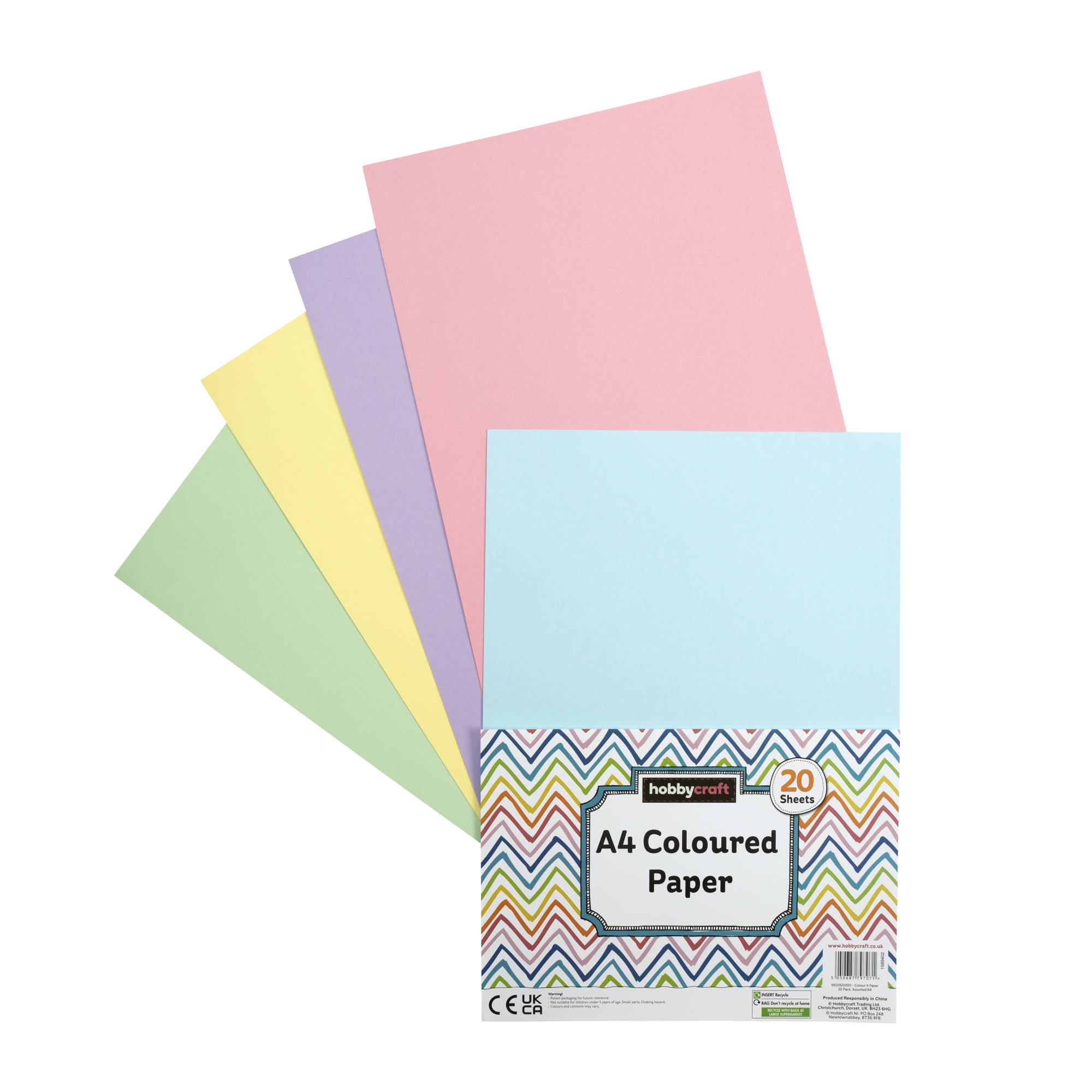 Pastel Coloured Paper A4 20 Pack | Hobbycraft