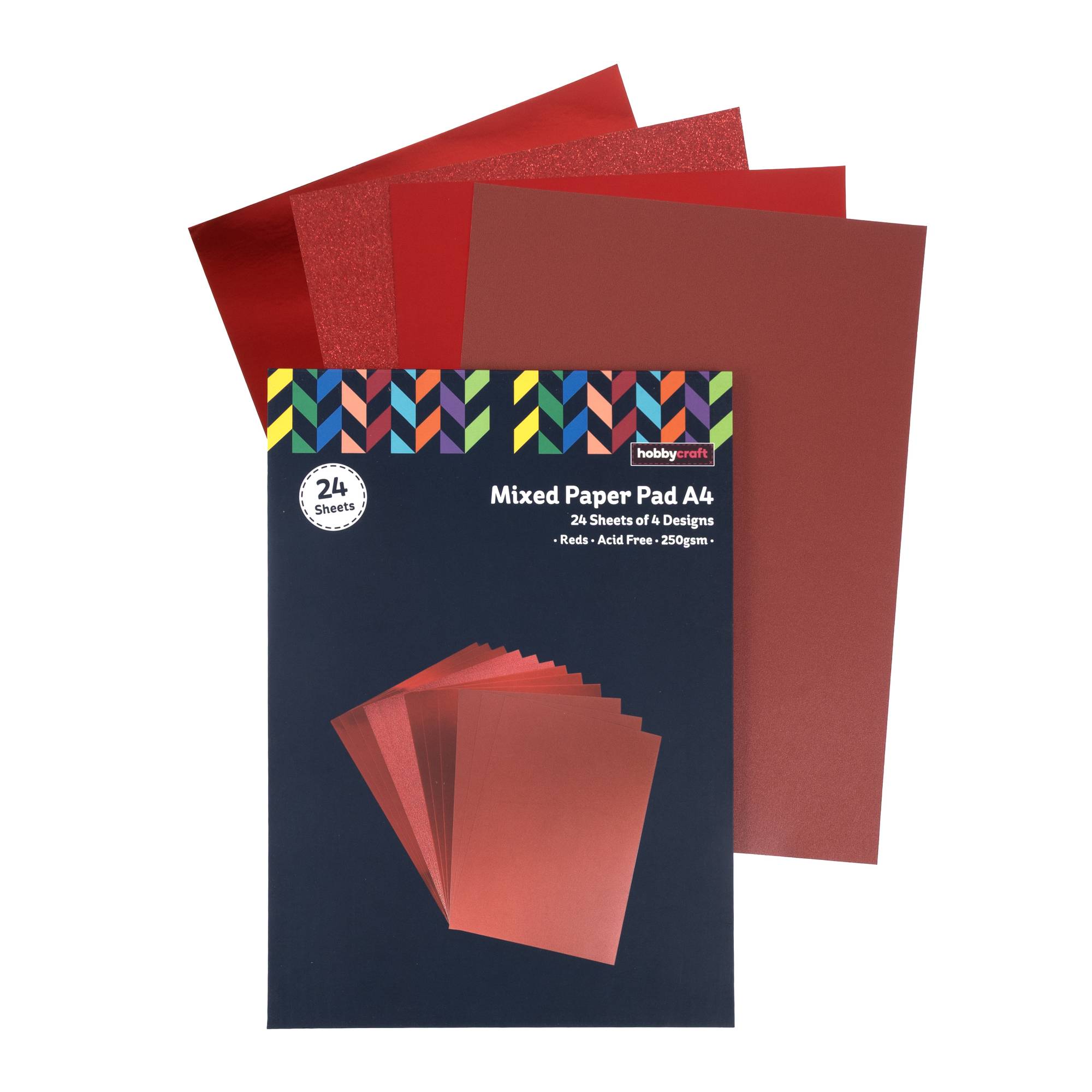 Mixed Red Paper Pad A4 24 Sheets | Hobbycraft