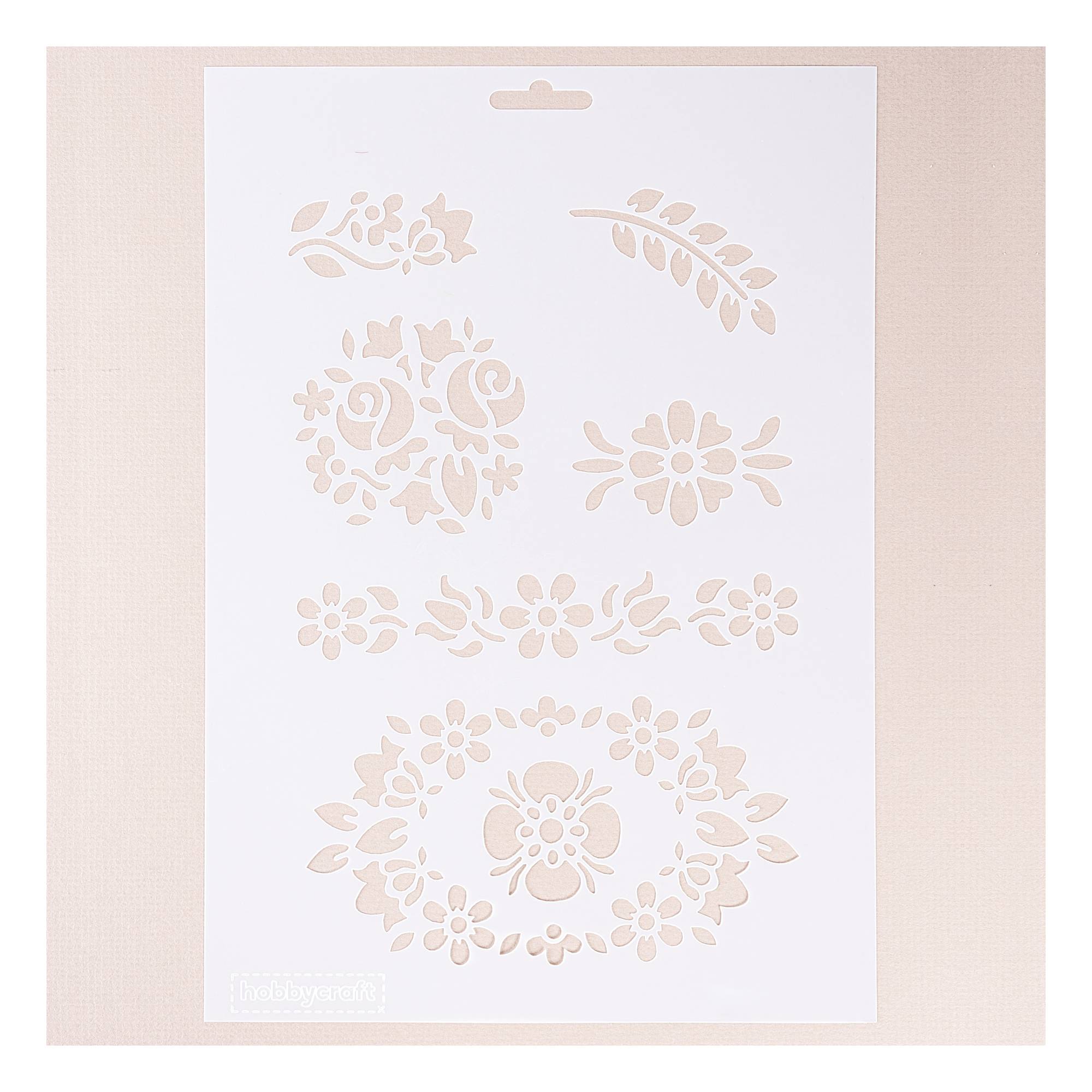 Multi Floral Stencil 21cm x 29cm | Hobbycraft