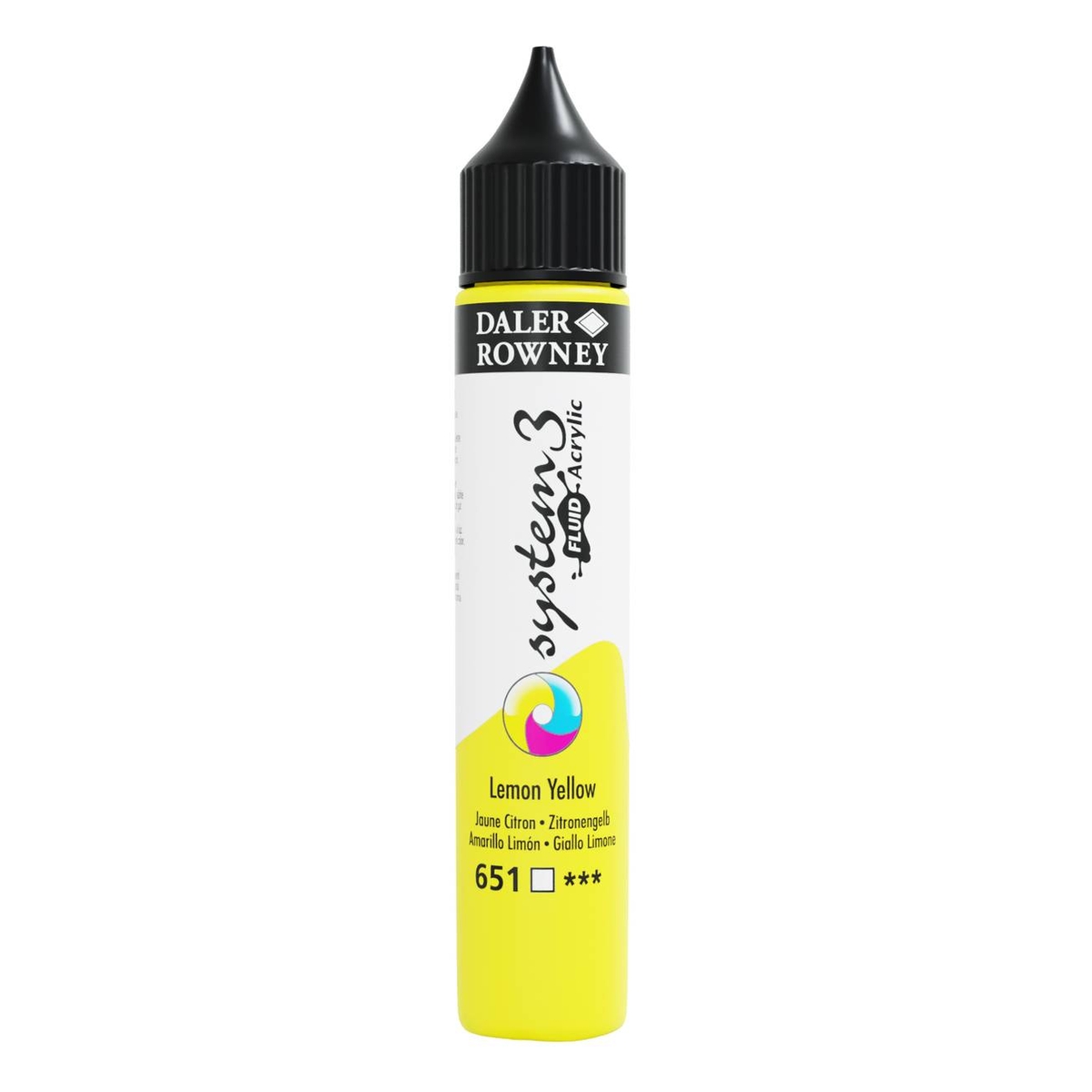 Daler-Rowney System3 Lemon Yellow Fluid Acrylic 29.5ml (651) | Hobbycraft