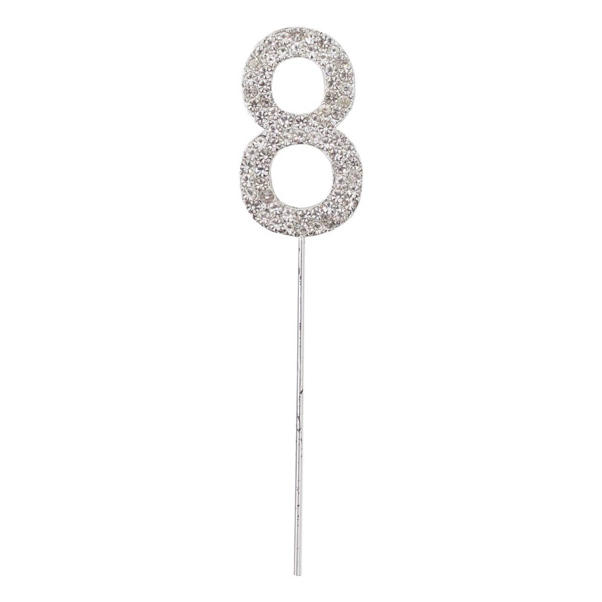 Silver Diamante Number 8 Cake Pick | Hobbycraft