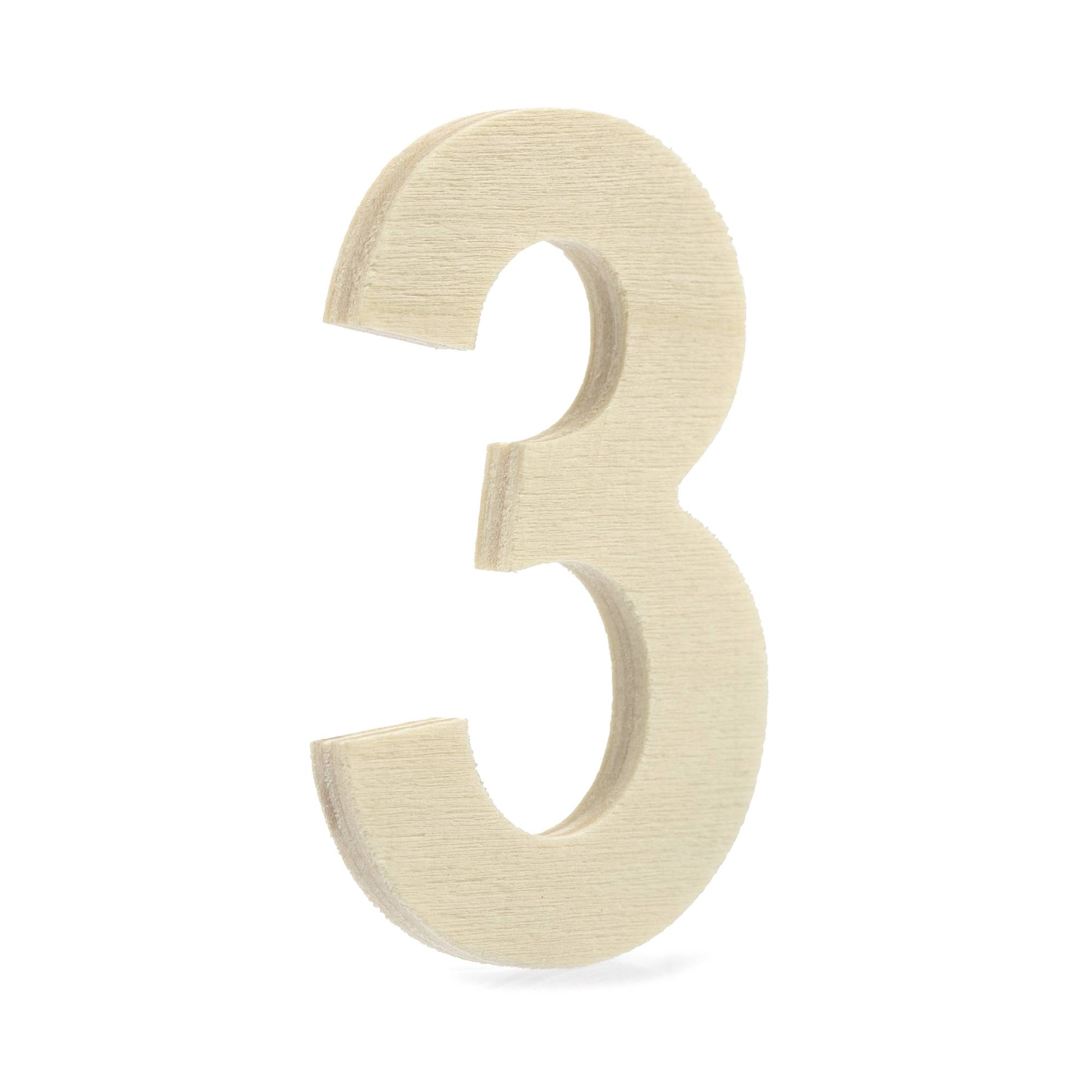 Small Wooden Number 3 6.5cm | Hobbycraft