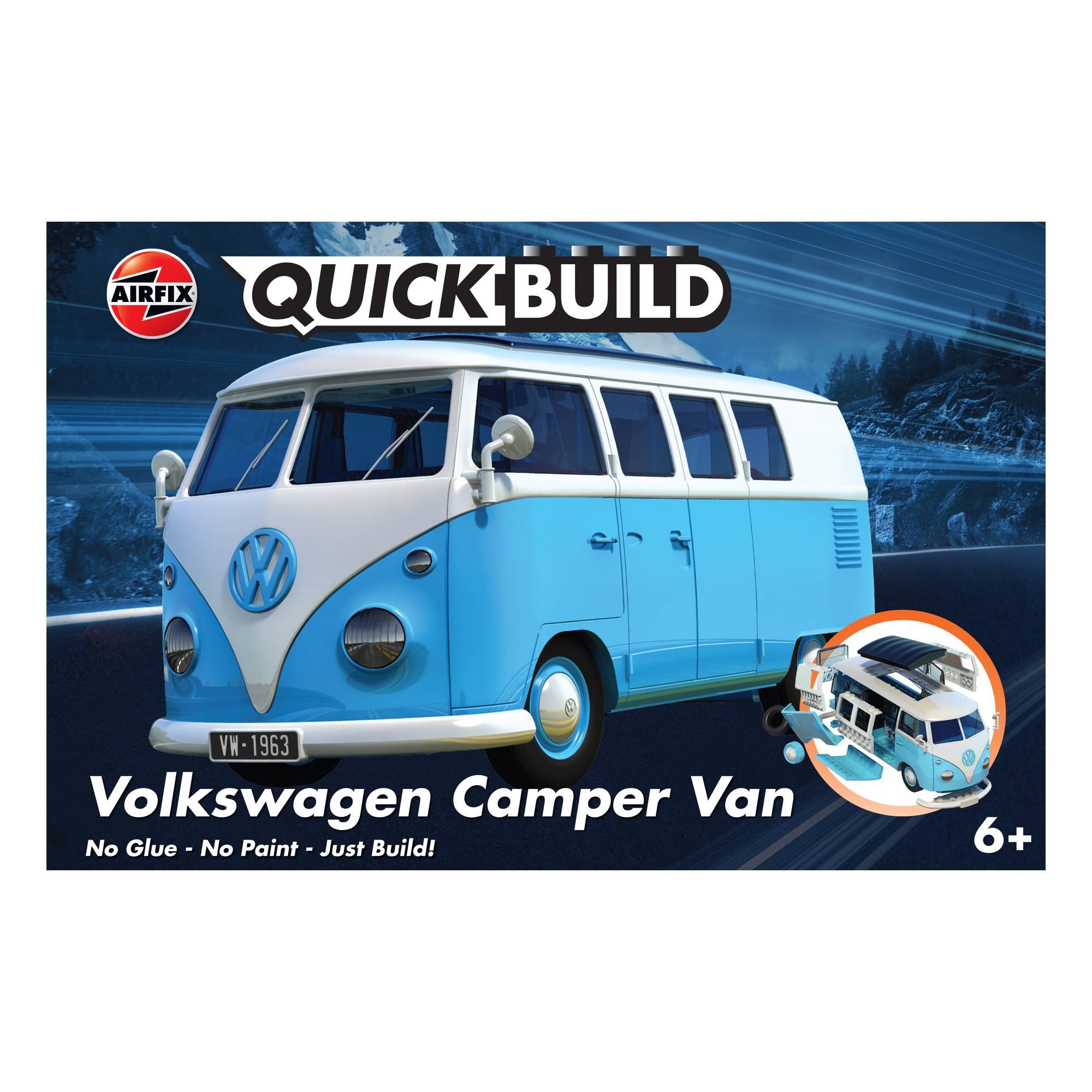 Airfix Quickbuild Blue Volkswagen Campervan Model Kit | Hobbycraft