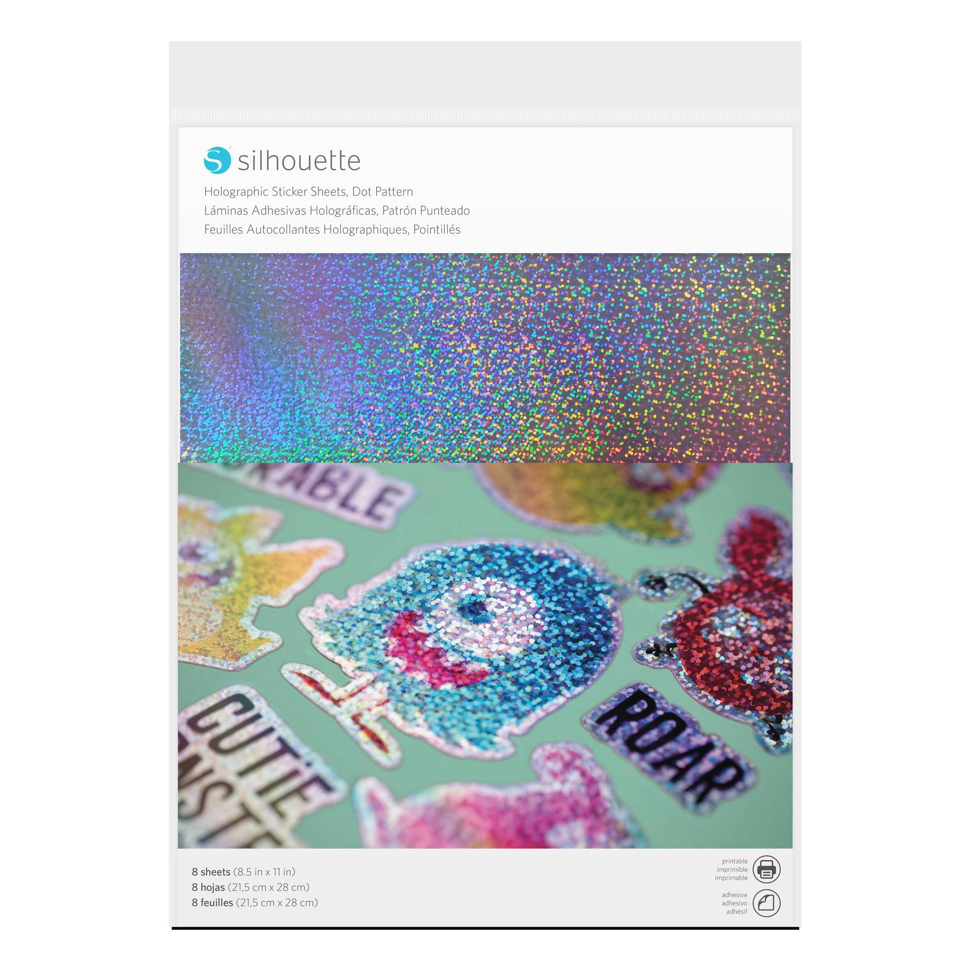 Silhouette Holographic Dot Sticker Sheets 8.5 x 11 Inches 8 Pack ...