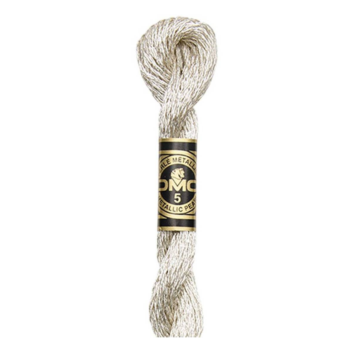 DMC Silver Metallic Cotton Pearl Thread Size 5 25m (5283) | Hobbycraft