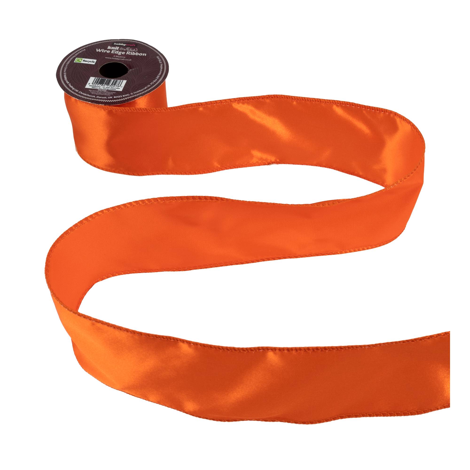 Orange Wire Edge Satin Ribbon 63mm x 3m | Hobbycraft