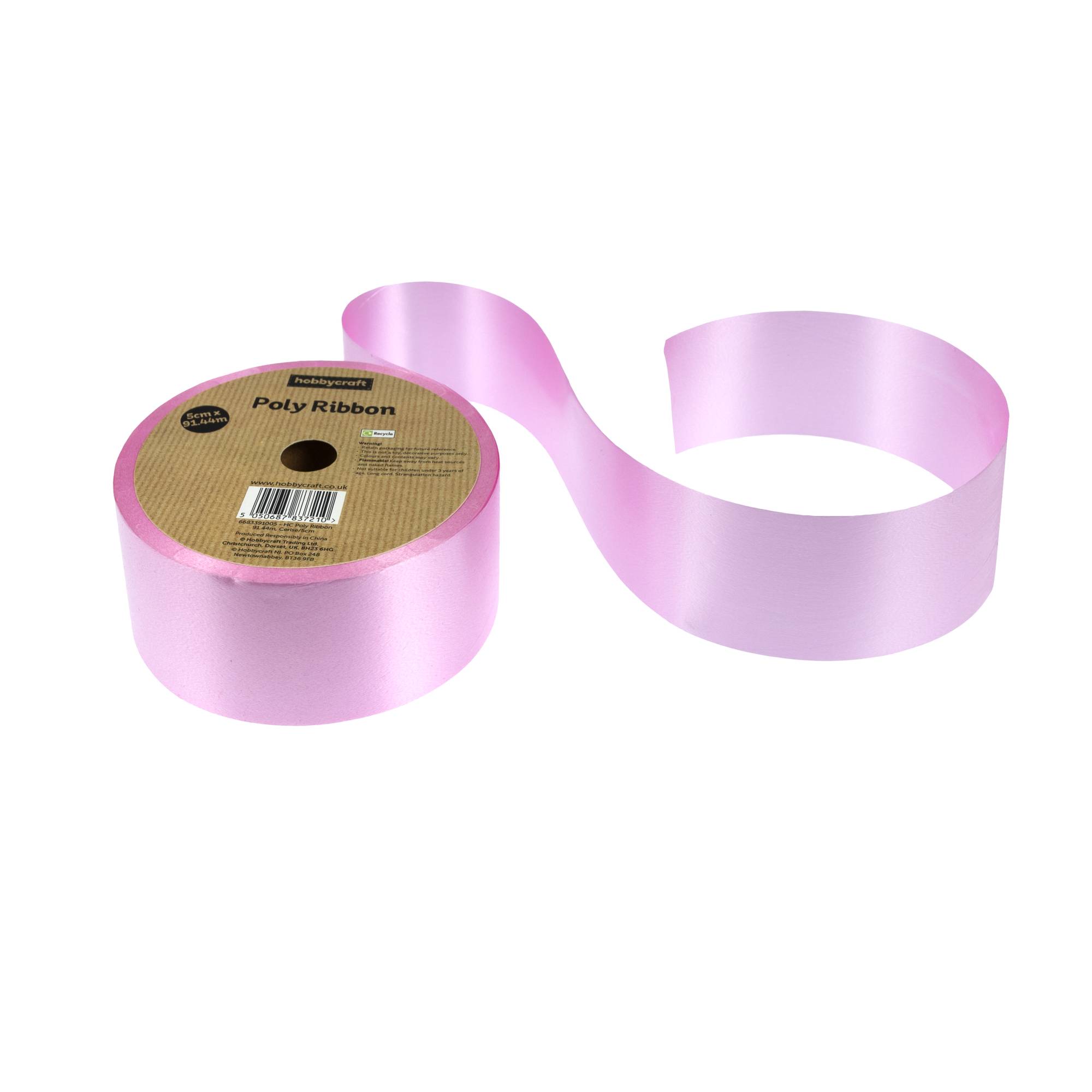 Cerise Poly Ribbon 5cm x 91m | Hobbycraft