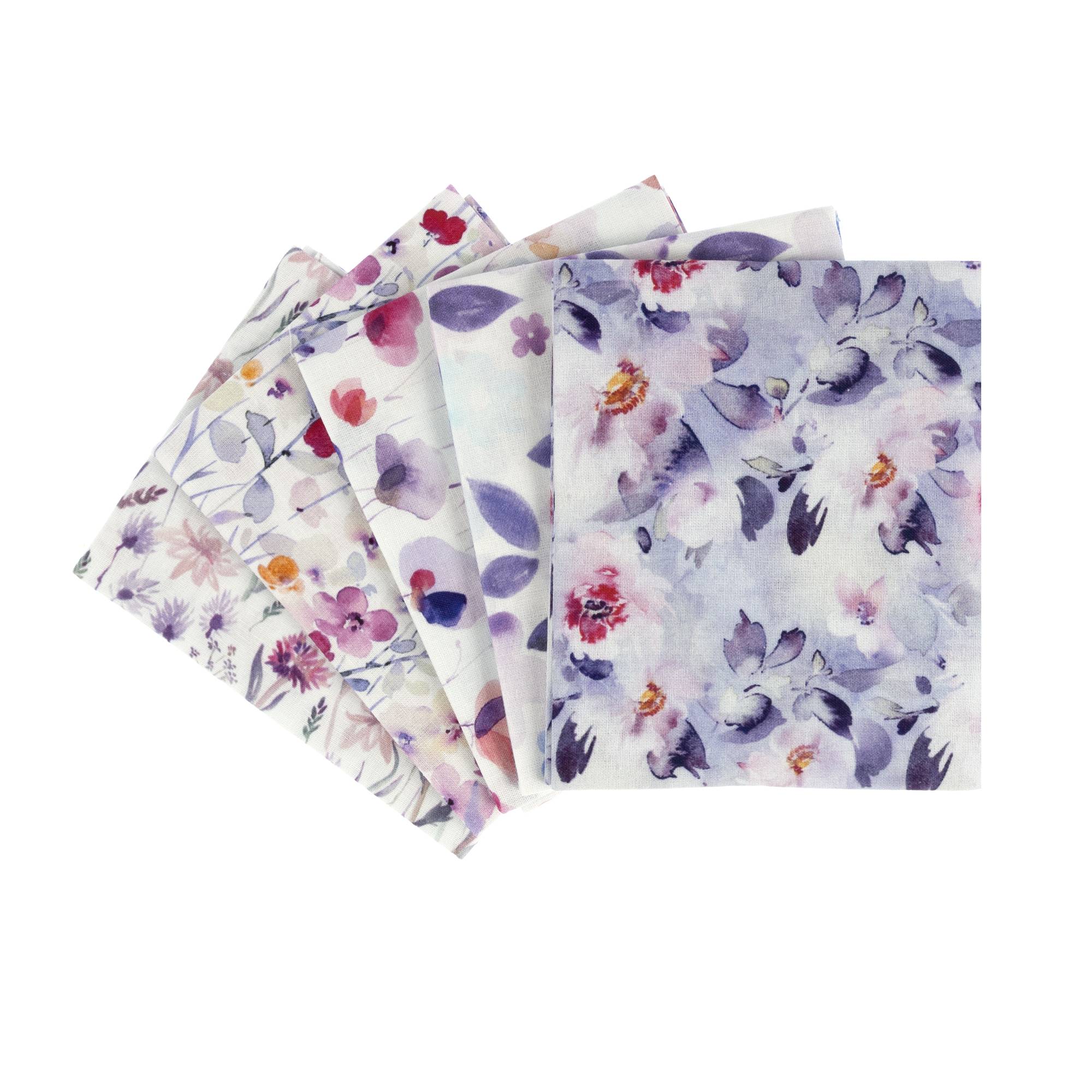 Painted Flowers Cotton Fat Quarters 5 Pack | Hobbycraft