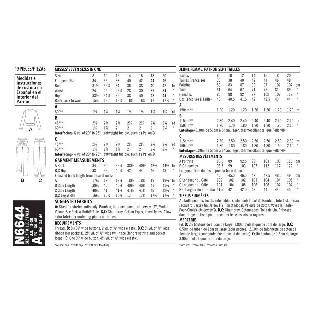 New Look Women’s Trousers and Top Sewing Pattern N6644 | Hobbycraft