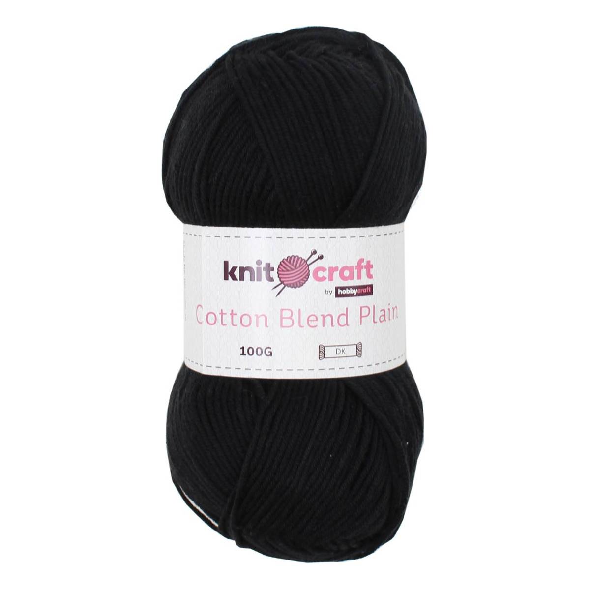 Knitcraft Black Cotton Blend Plain DK Yarn 100g | Hobbycraft