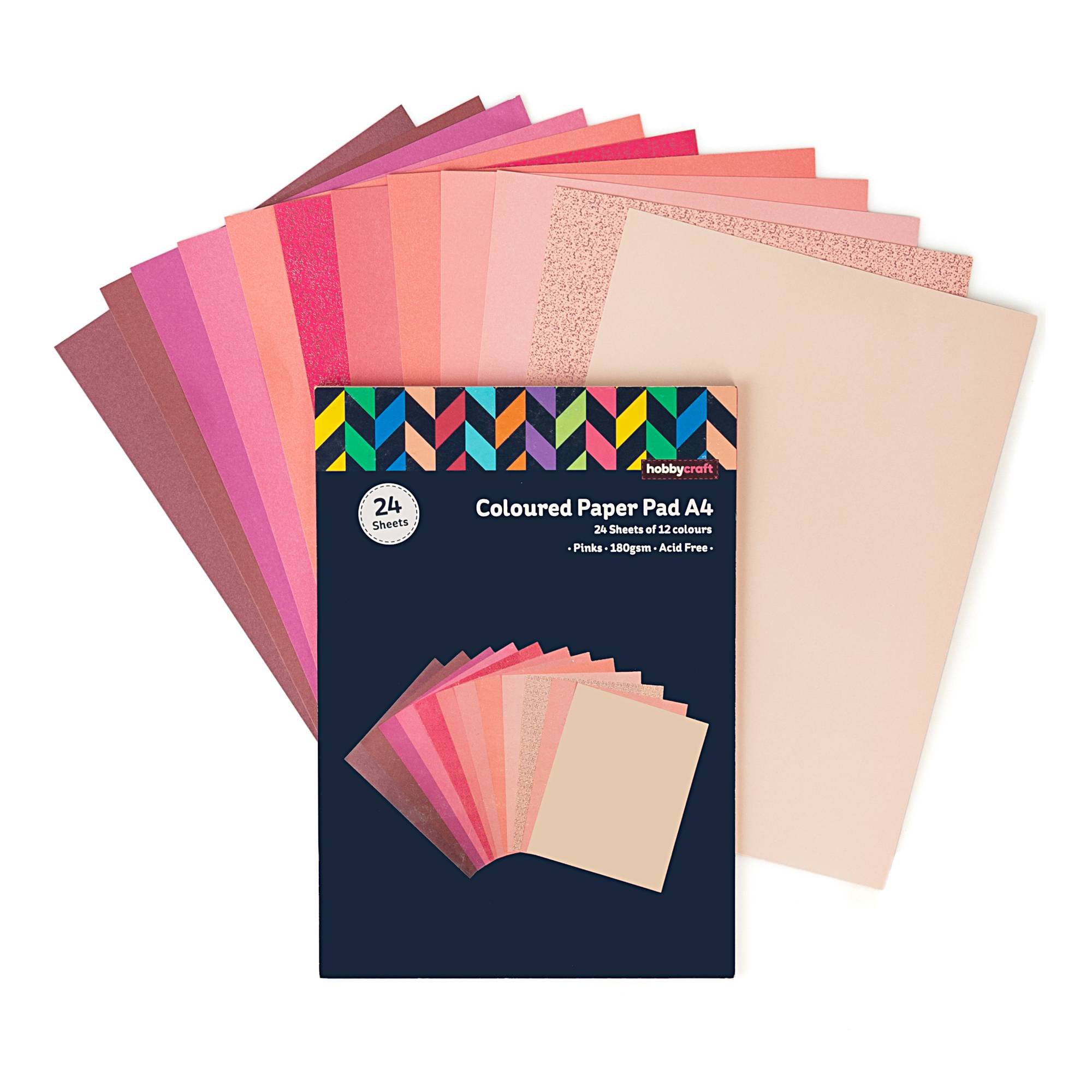 Pink Coloured Paper Pad A4 24 Pack | Hobbycraft