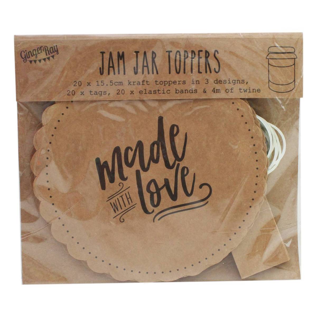 Ginger Ray Large Kraft Jam Jar Topper Kit 20 Pack | Hobbycraft