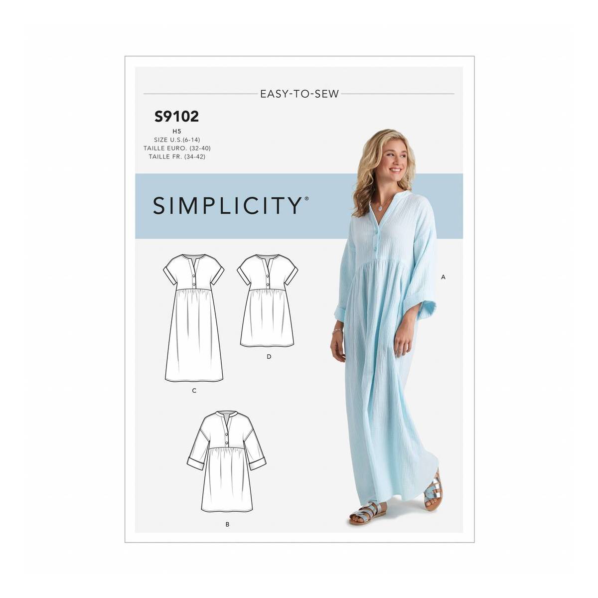 Simplicity Pullover Dress Sewing Pattern S9102 (16-24) | Hobbycraft