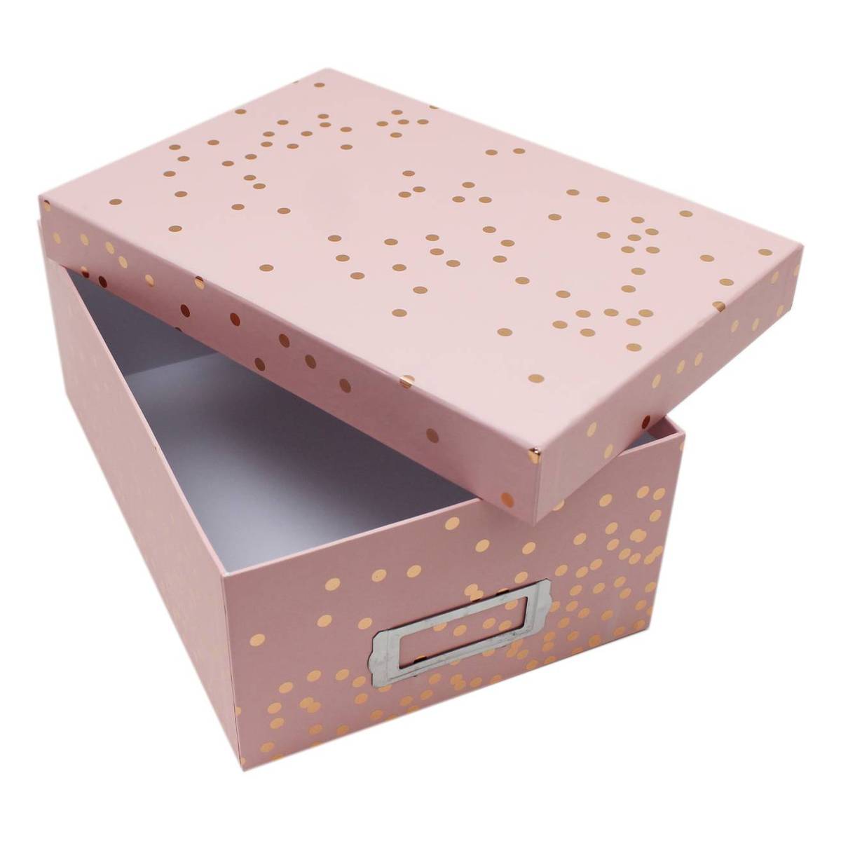 Rose Gold Dot Storage Box 28.8cm x 19.7cm x 11.5cm | Hobbycraft