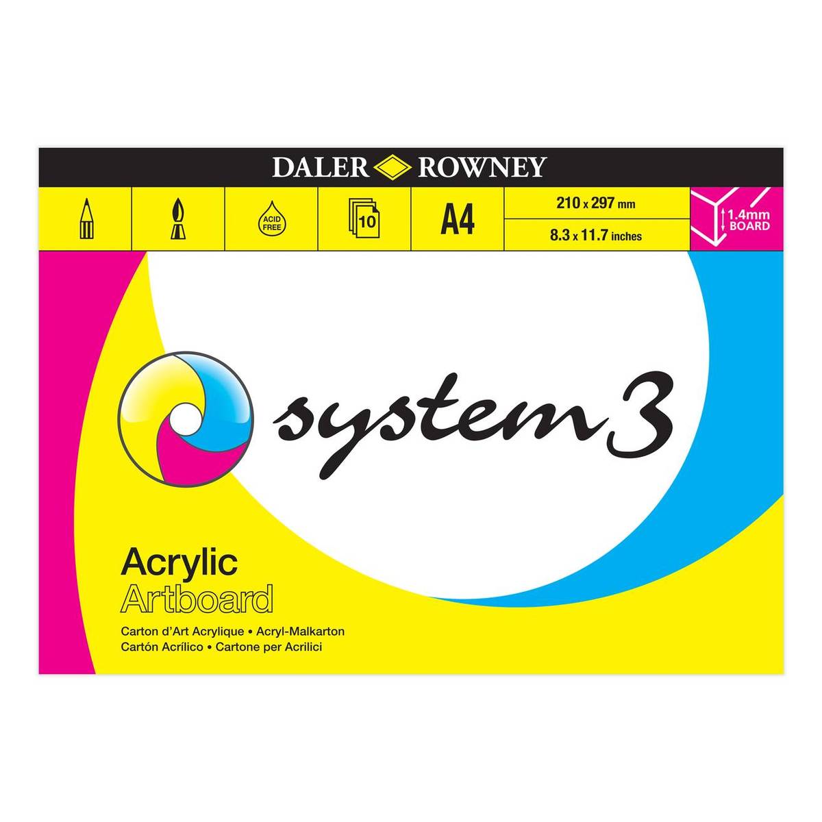 Daler-Rowney System3 Acrylic Artboard Pad A4 10 Sheets | Hobbycraft
