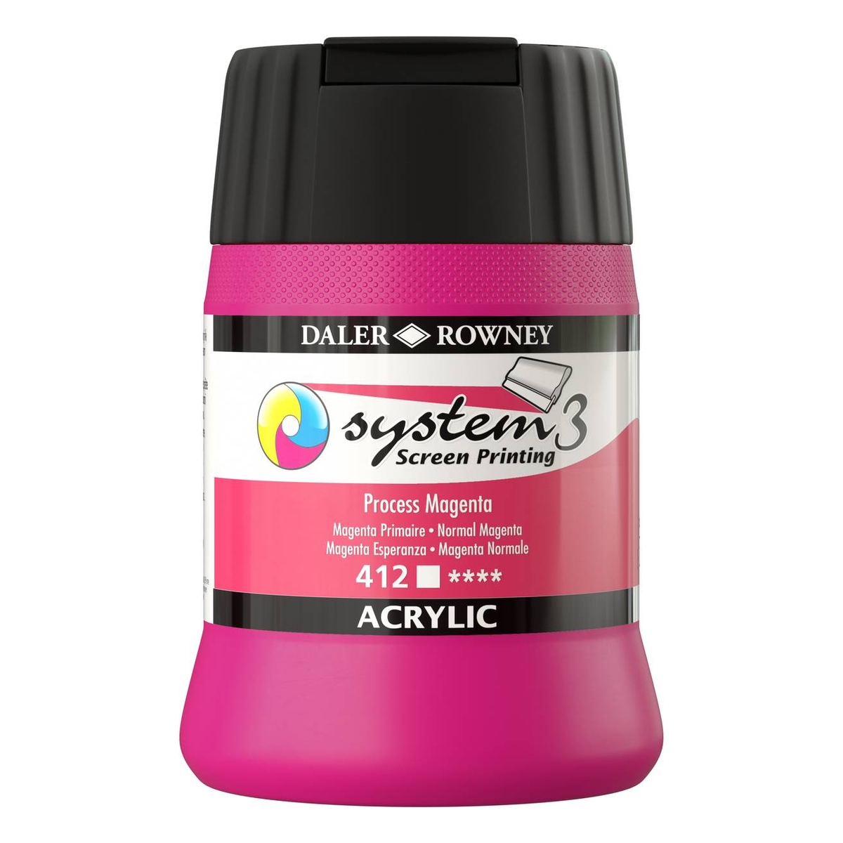 Daler-Rowney System3 Process Magenta Screen Printing Acrylic Ink 250ml ...