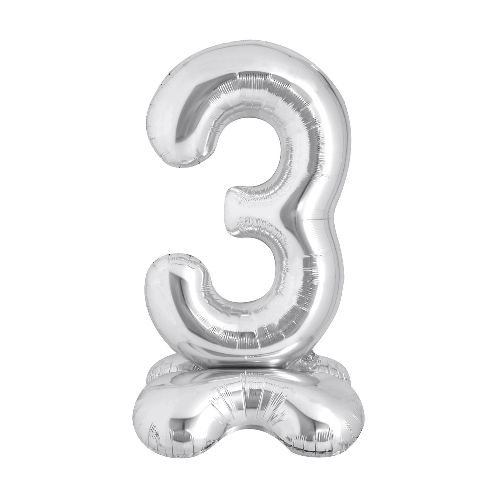 Standing Silver Number 3 Balloon 1m | Hobbycraft