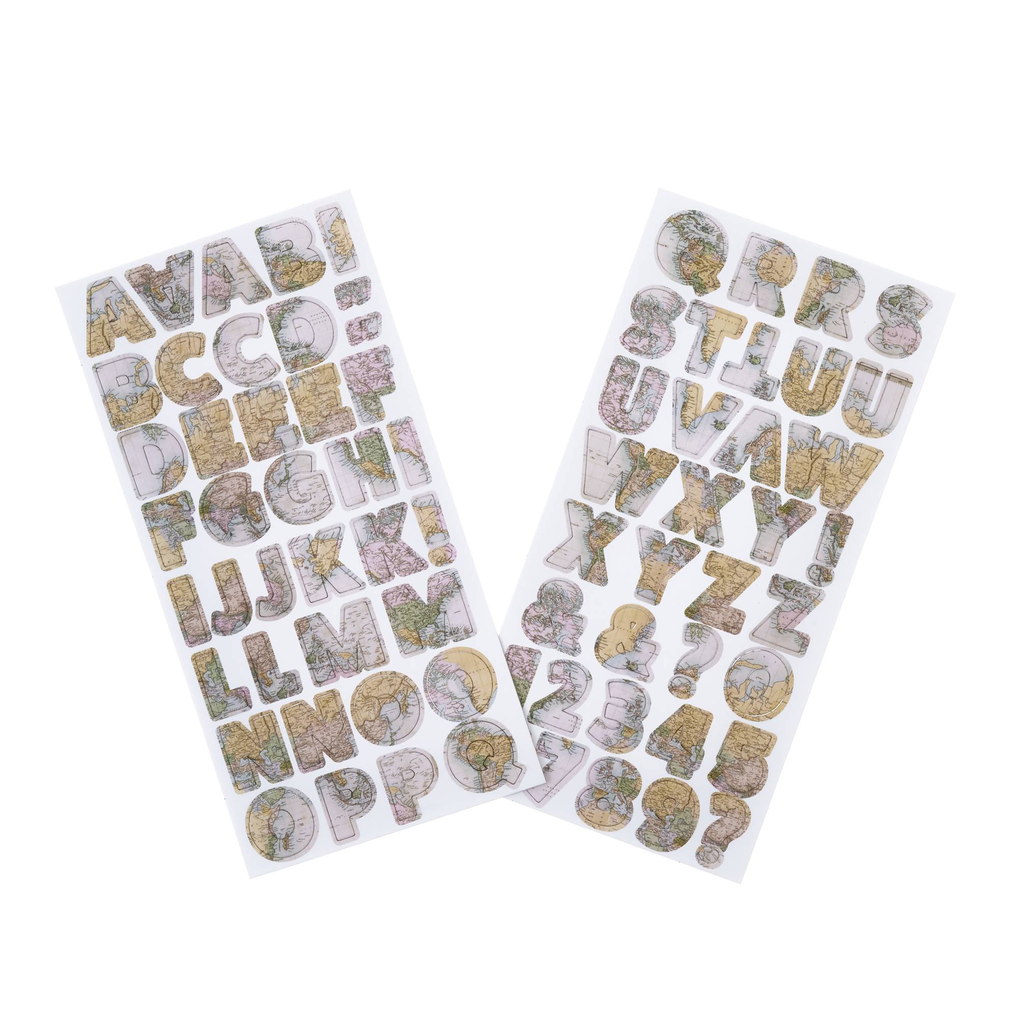Map Alphabet Chipboard Stickers 76 Pieces | Hobbycraft
