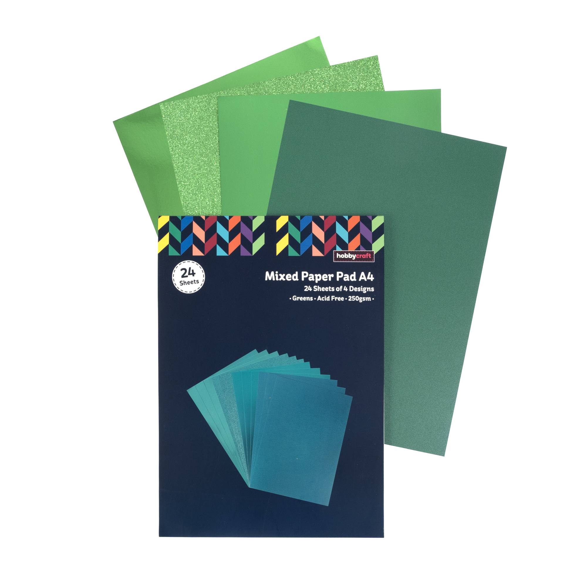 Mixed Green Paper Pad A4 24 Sheets | Hobbycraft