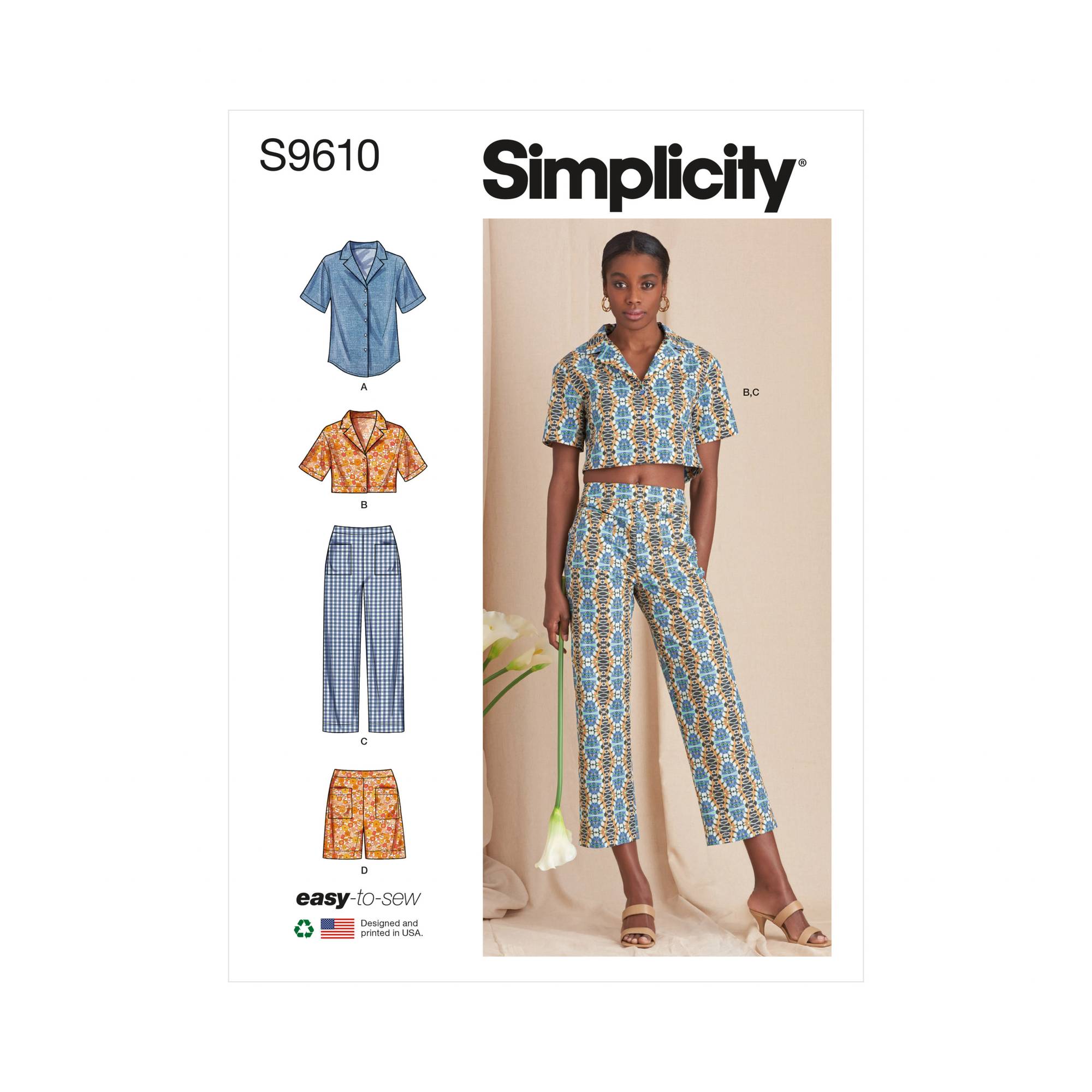 Simplicity Women’s Top and Shorts Sewing Pattern S9610 (16-24) | Hobbycraft