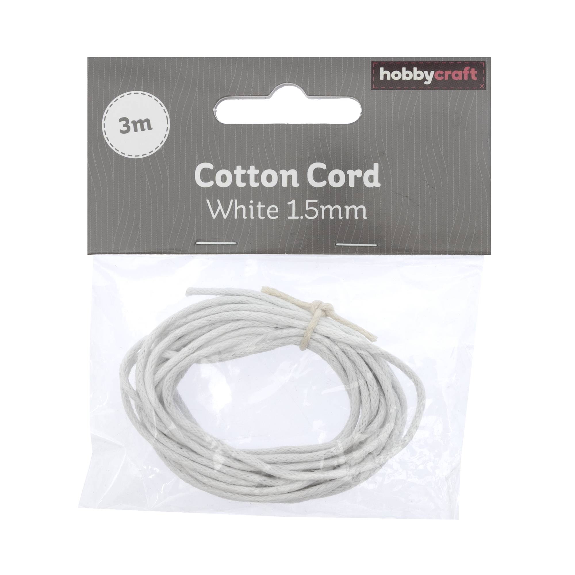 White Cotton Cord 1.5mm x 3m | Hobbycraft