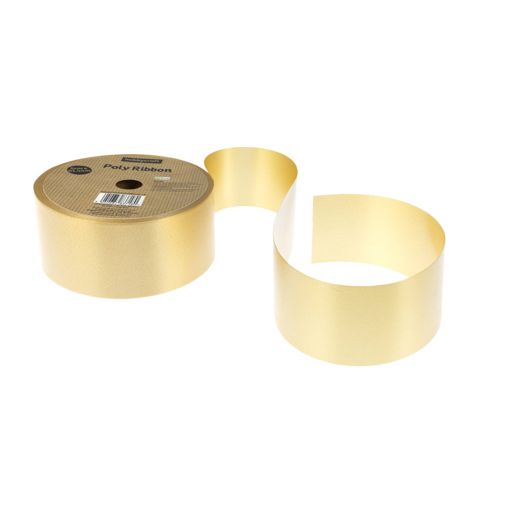 Gold Poly Ribbon 5cm x 91m | Hobbycraft
