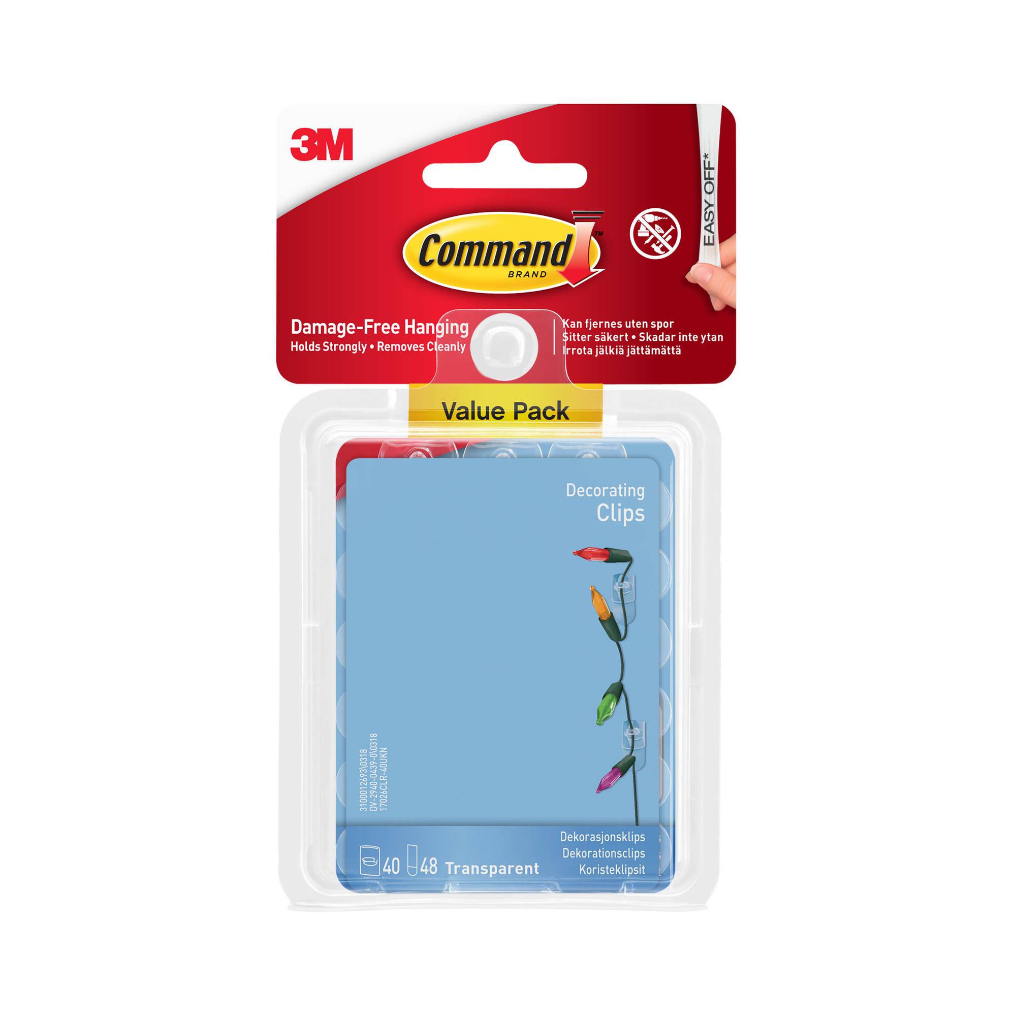 Command Clear Decorating Clips with Clear Strips 40 Pack | Hobbycraft