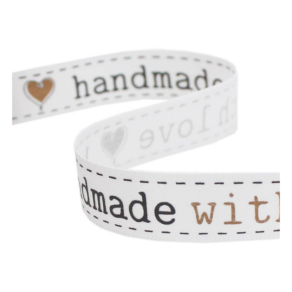 Gold Handmade with Love Satin Ribbon 12mm x 4m | Hobbycraft
