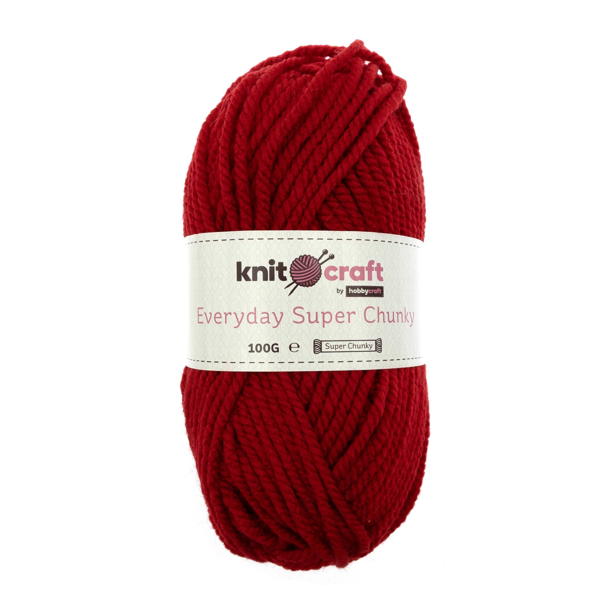 Knitcraft Red Everyday Super Chunky Yarn 100g | Hobbycraft