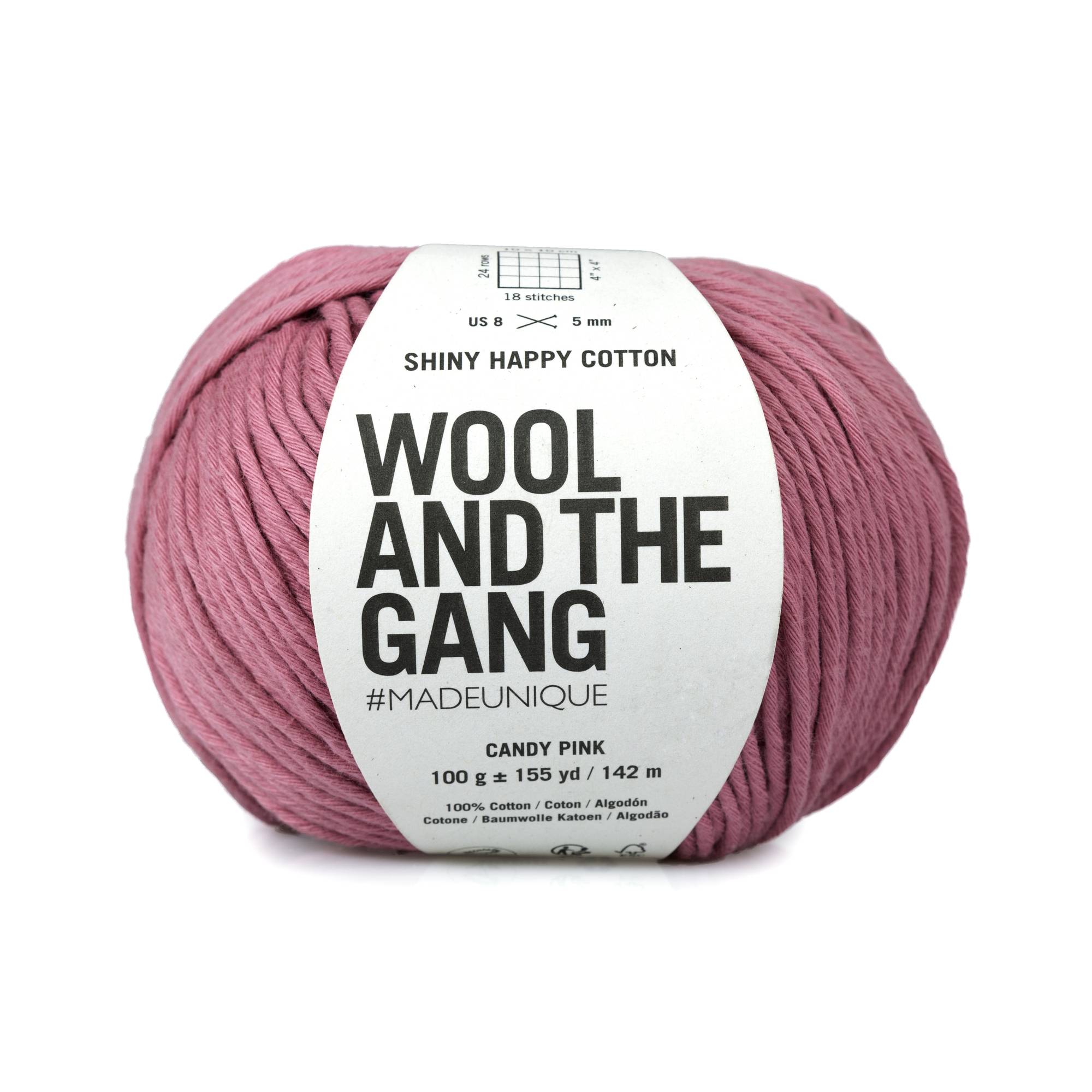 Wool and the Gang Candy Pink Shiny Happy Cotton 100g | Hobbycraft